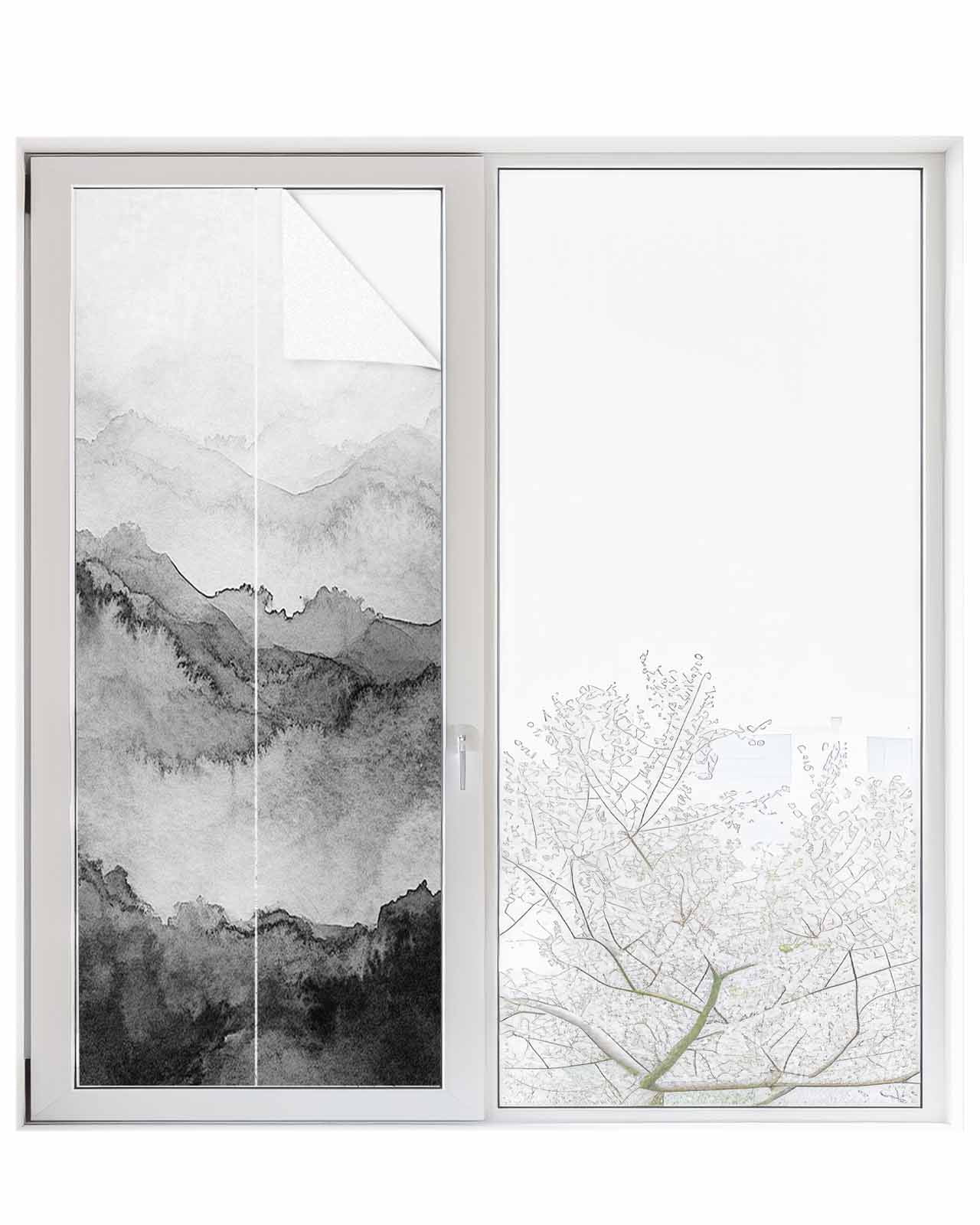 Window Privacy Film Black Ombre Mountain Stained Glass Window Film ...
