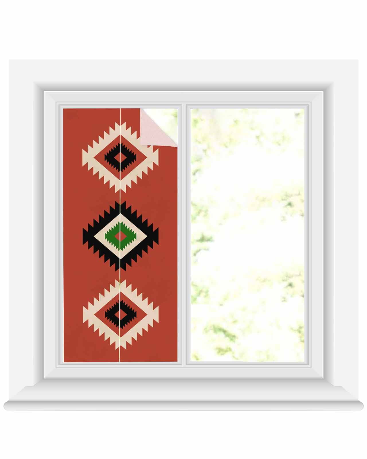 Window Privacy Film, Black Red Boho Aztec UV Sun Blocking Window Tint ...