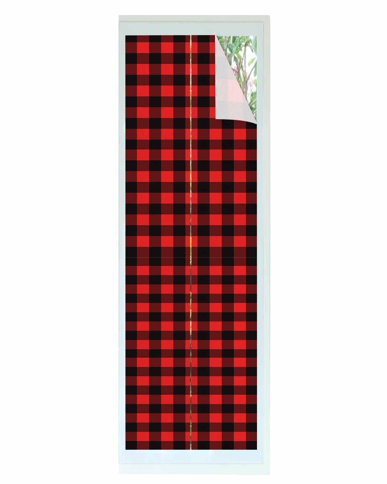 Window Privacy Film Black Red Plaid Stained Glass Window Film ...