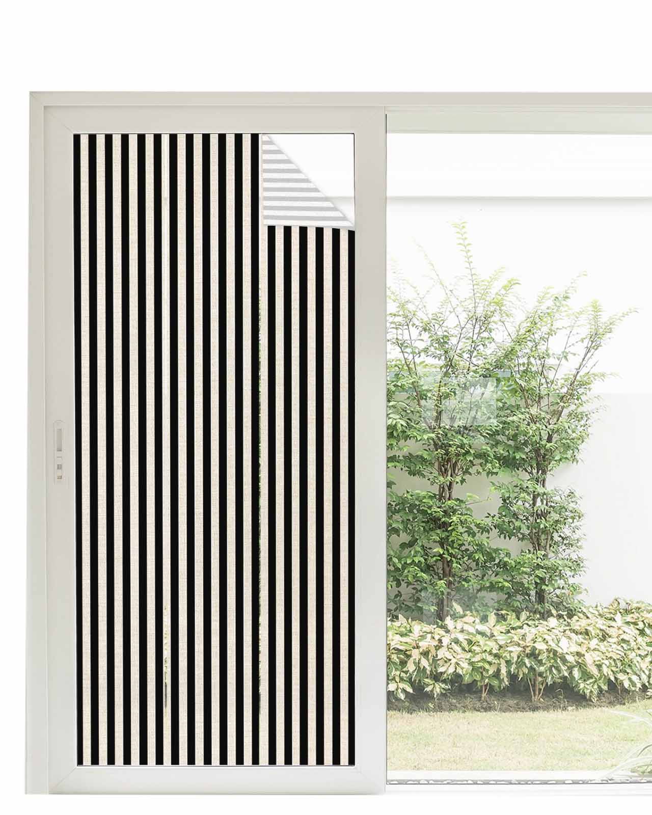 Window Privacy Film Black Striped Stained Glass Window Film Decorative ...
