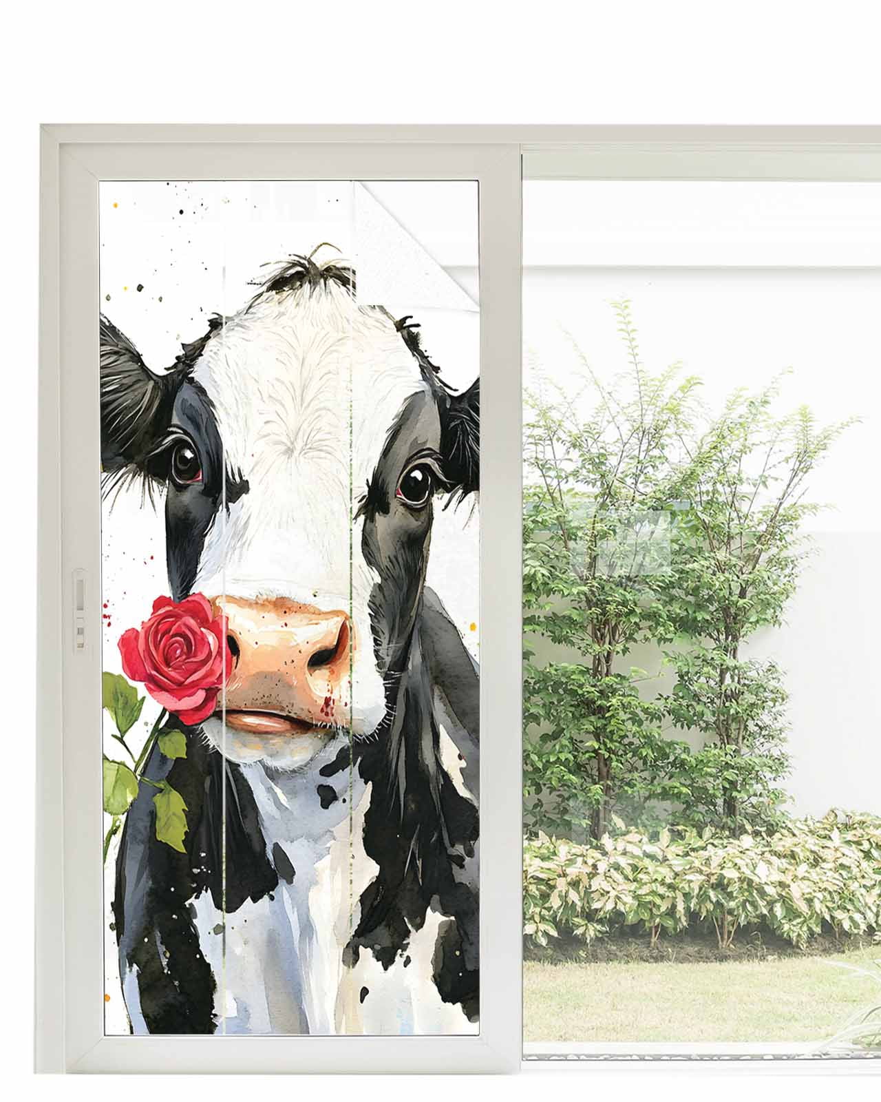Window Privacy Film Black White Cow Stained Glass Window Film ...