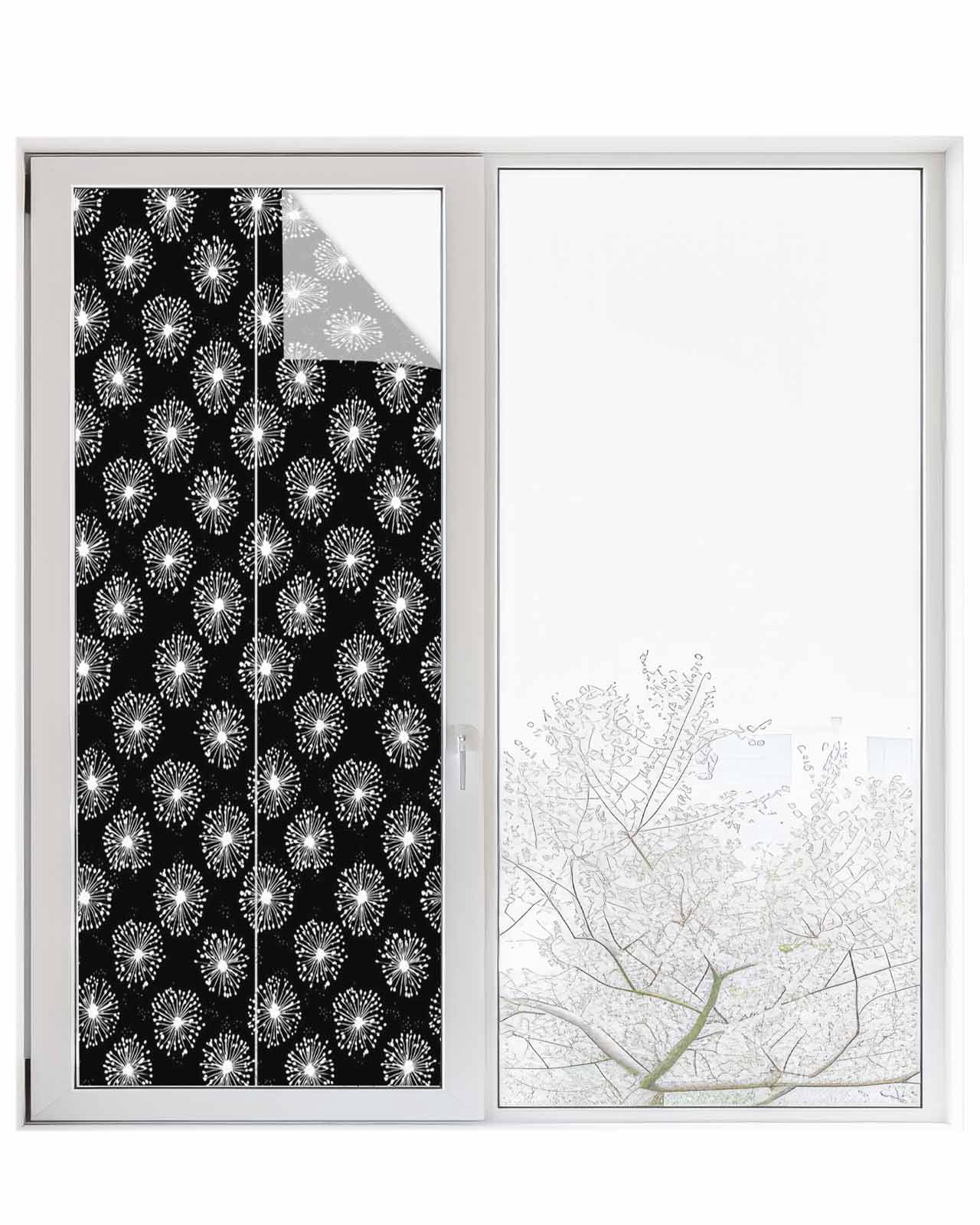 Window Privacy Film Black White Dandelion Stained Glass Window Film ...