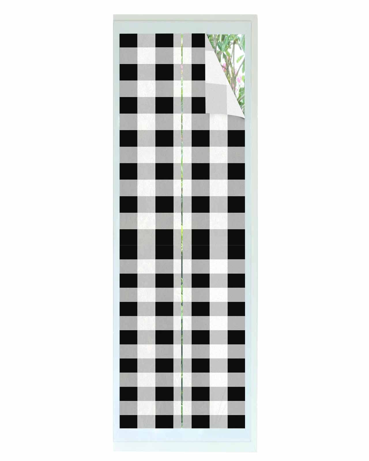 Window Privacy Film Black White Plaid Stained Glass Window Film ...