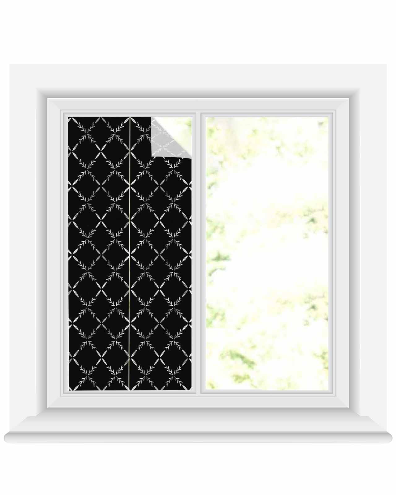 Window Privacy Film, Black White Rhombus Plaid UV Sun Blocking Window ...