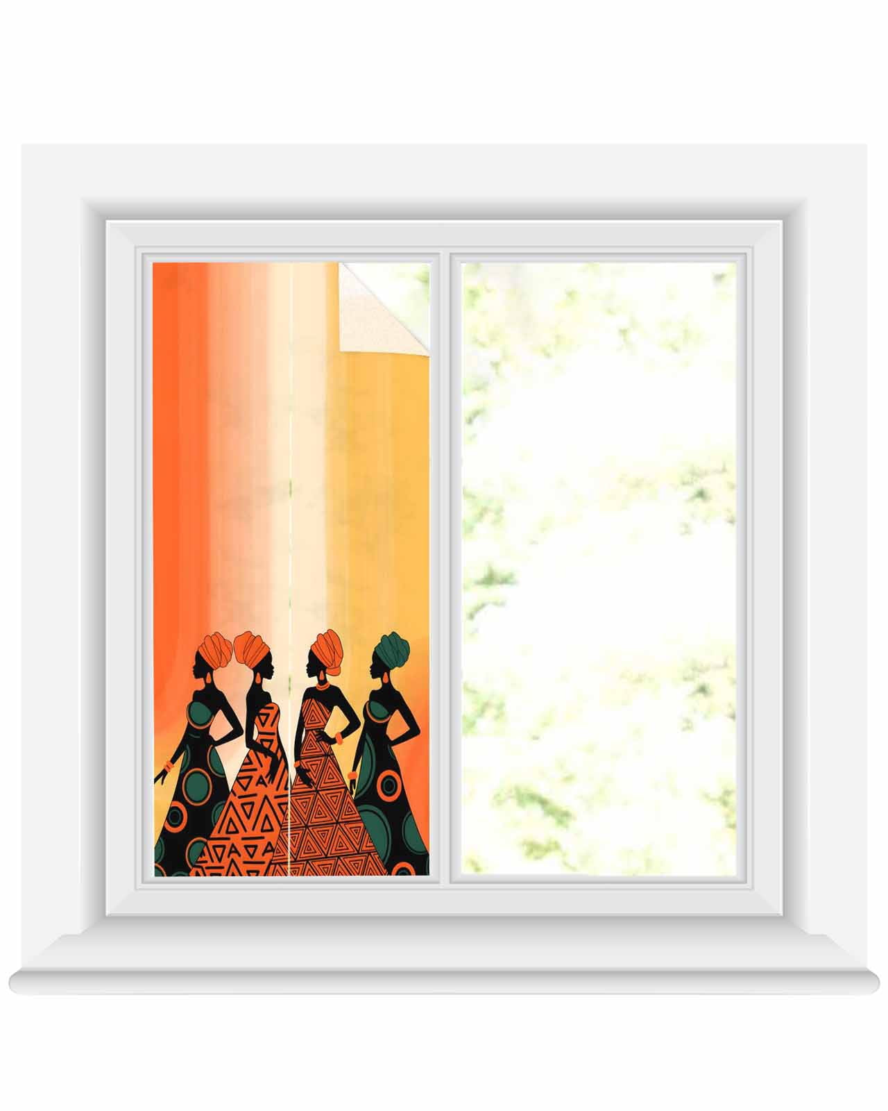 Window Privacy Film Black Women Stained Glass Window Film Decorative ...