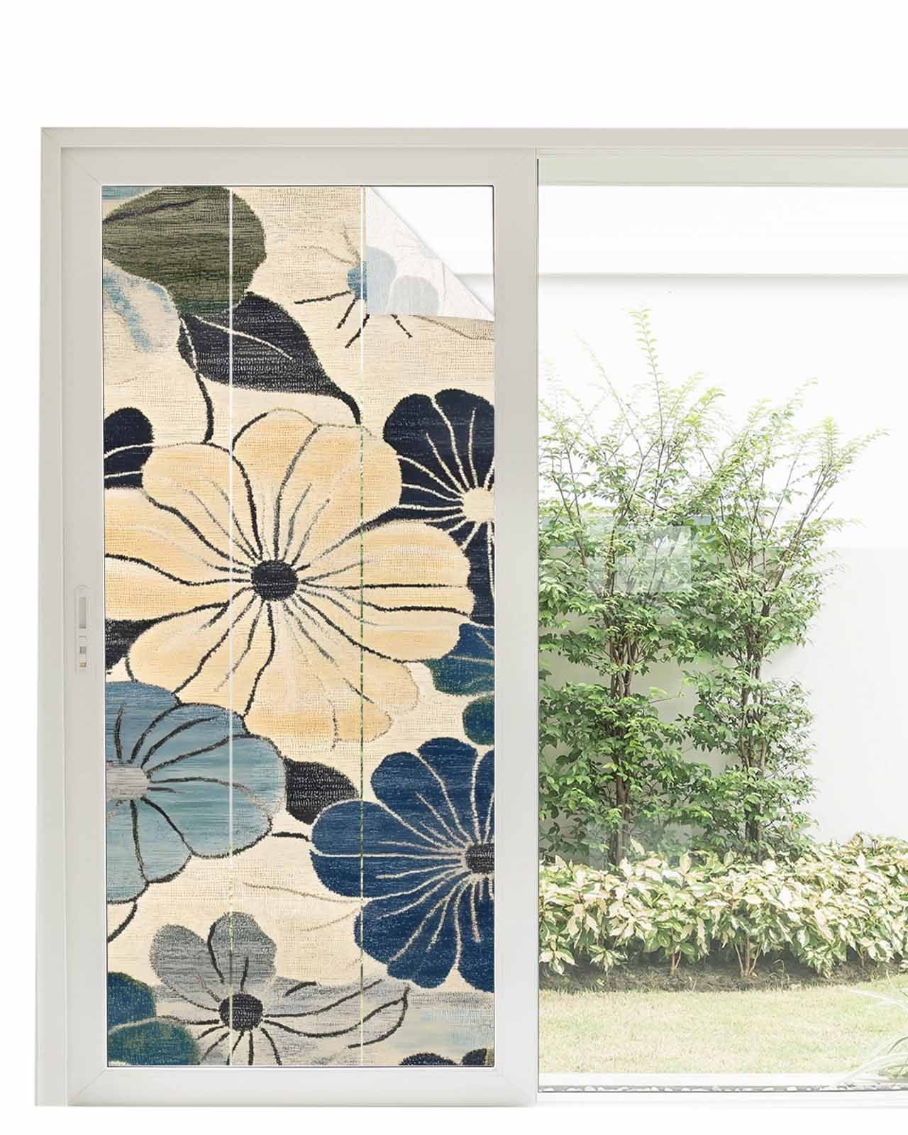 Window Privacy Film Blossom Floral Stained Glass Window Film Decorative ...