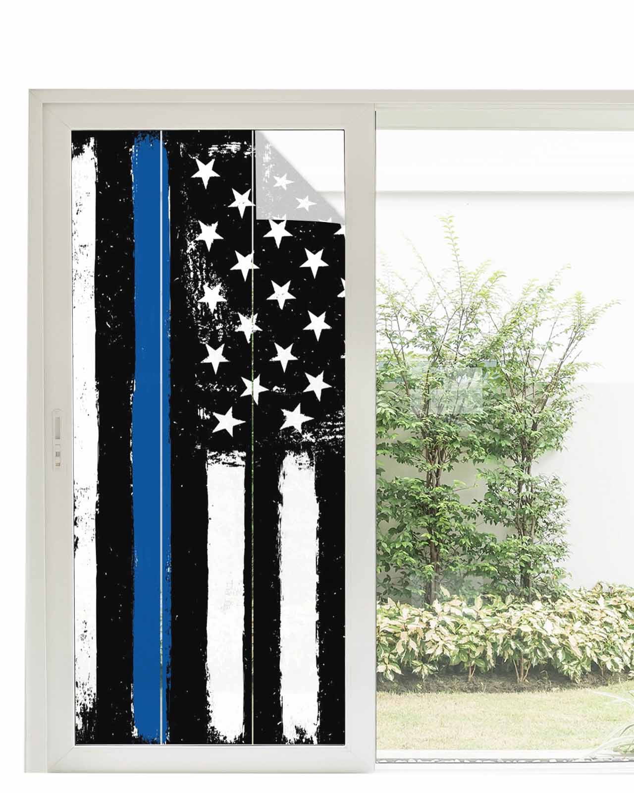 Window Privacy Film Blue American Flag Stained Glass Window Film ...
