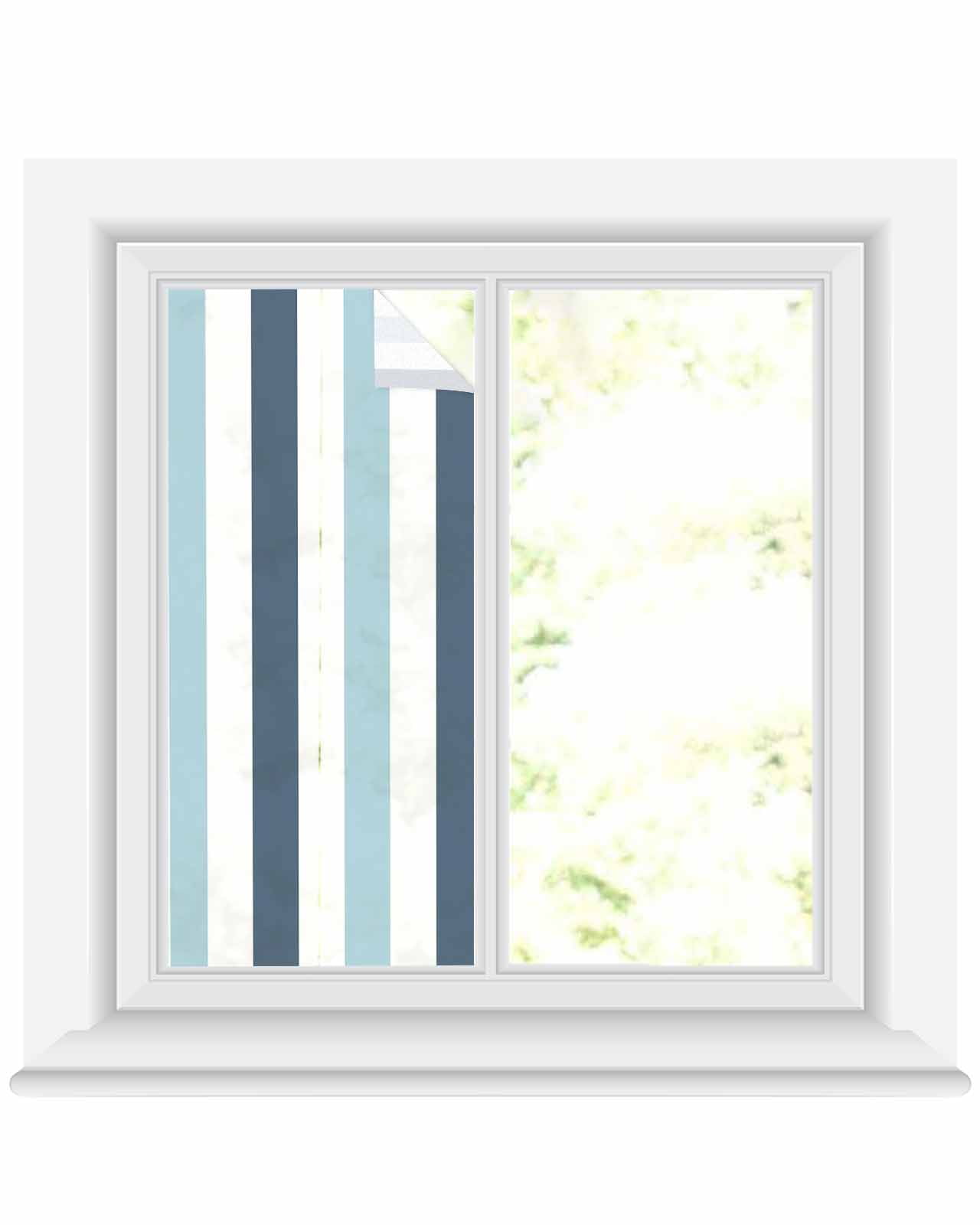 Window Privacy Film Blue Aqua Striped Stained Glass Window Film ...