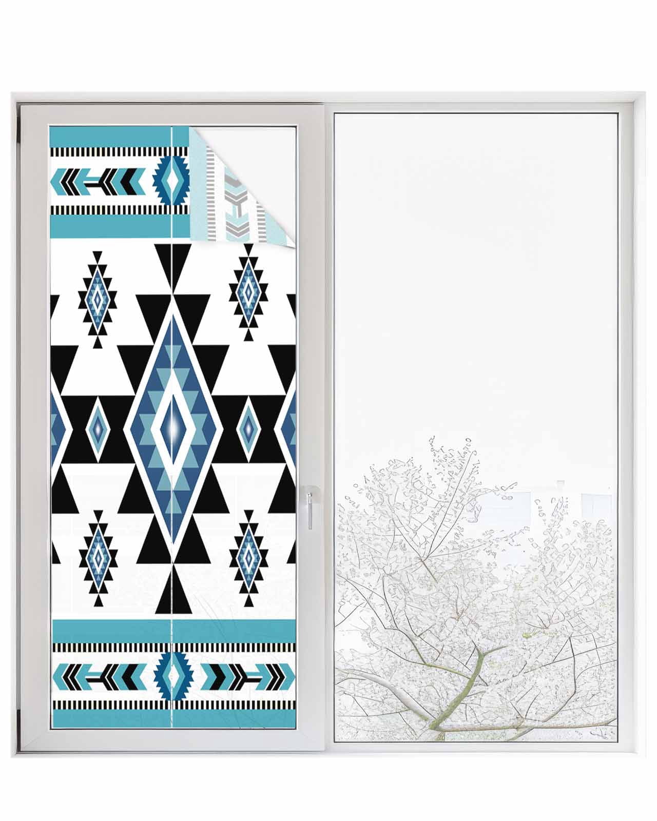 Window Privacy Film Blue Aztecs Stained Glass Window Film Decorative ...