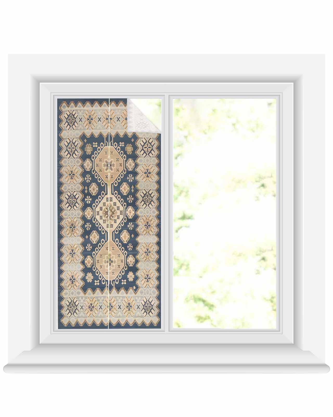 Window Privacy Film Blue Beige Geometric Stained Glass Window Film ...