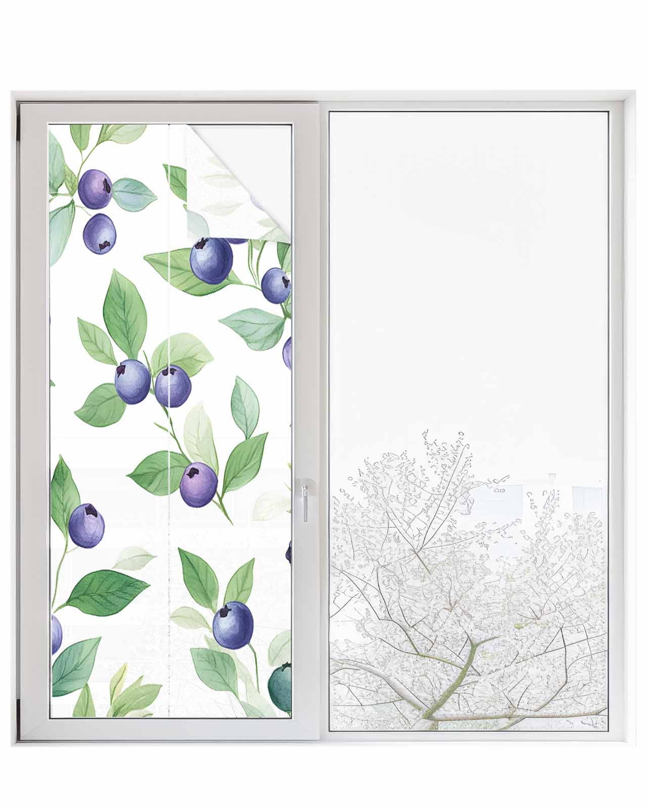 Window Privacy Film Blue Berry Stained Glass Window Film Decorative Sun ...