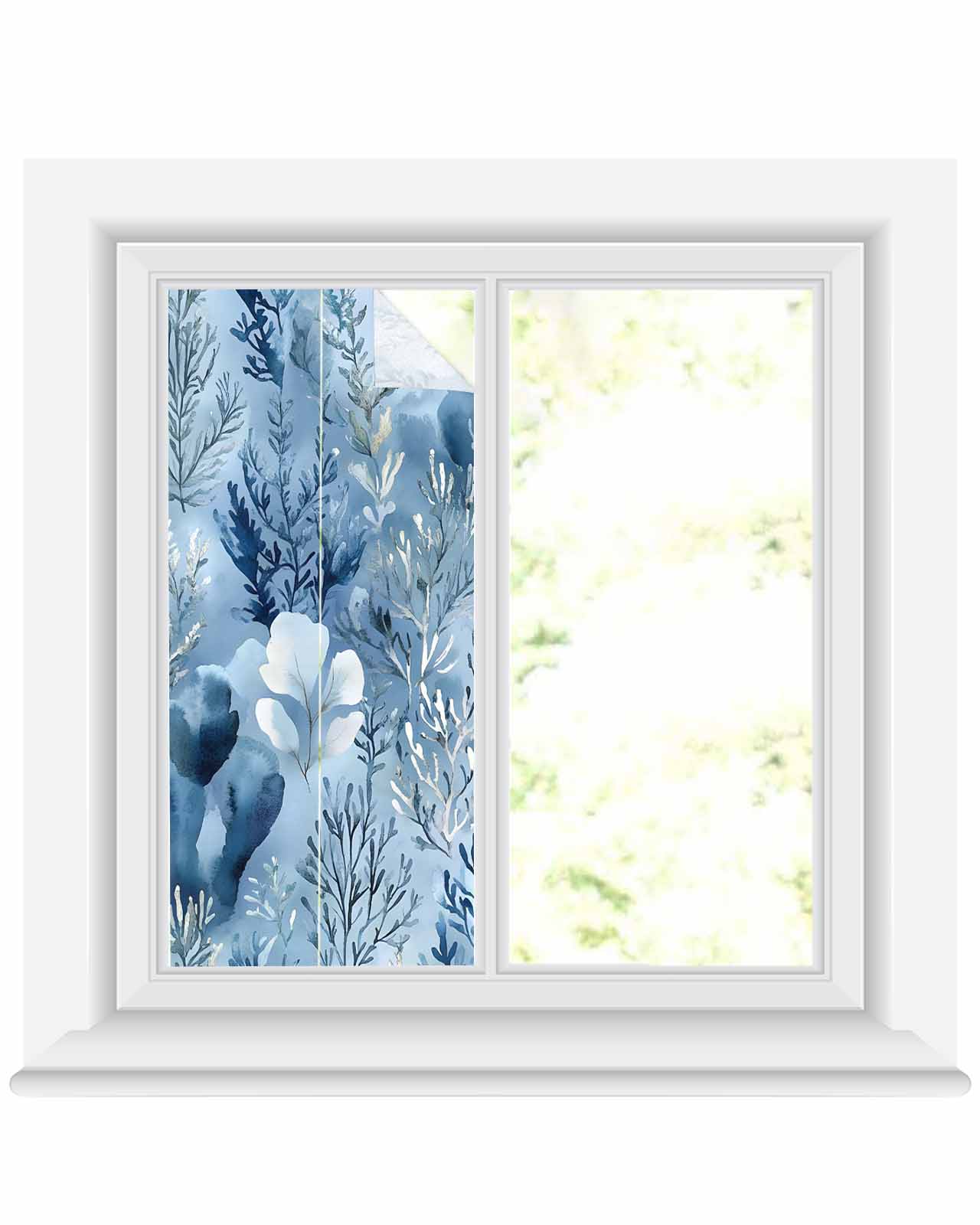 Window Privacy Film Blue Botanical Art Stained Glass Window Film ...