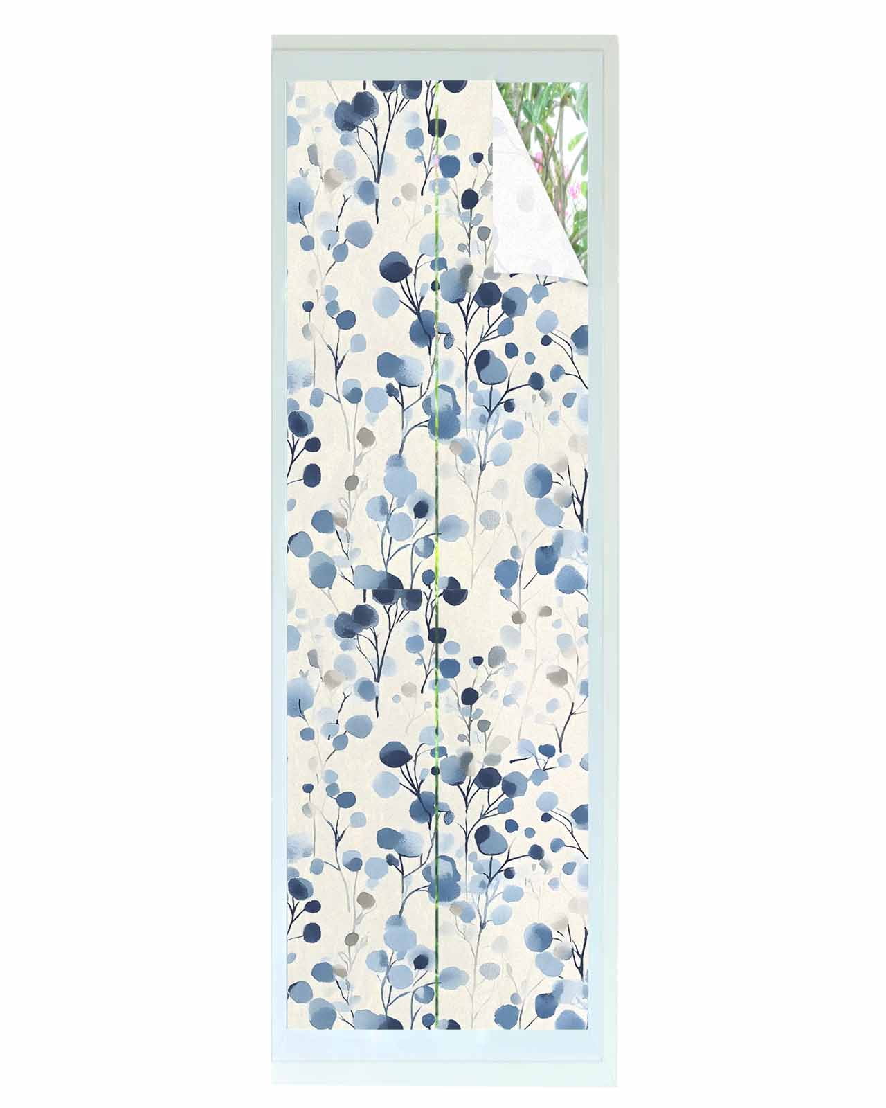 Window Privacy Film Blue Botanical Stained Glass Window Film Decorative ...