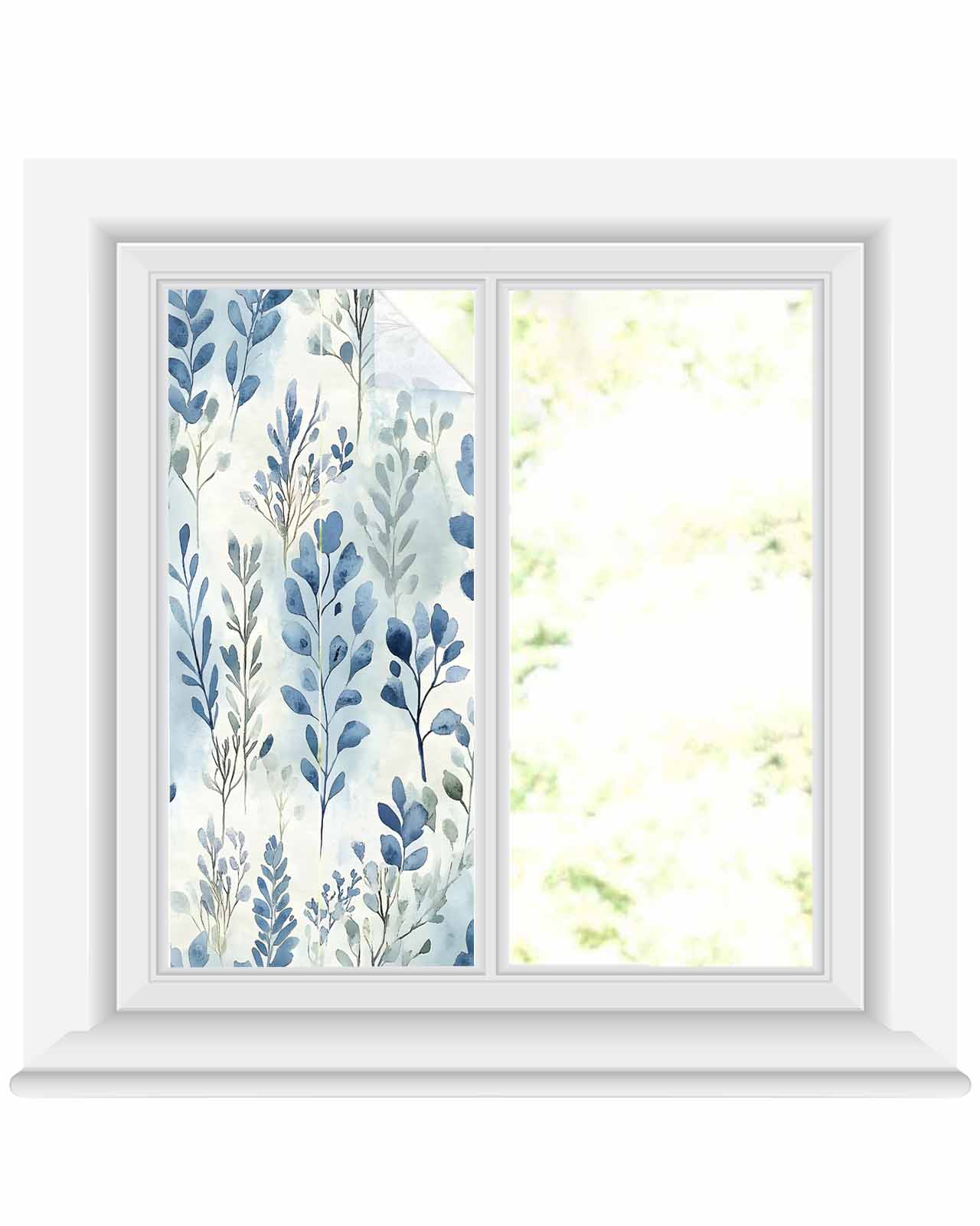 Window Privacy Film Blue Botanical Stained Glass Window Film Decorative ...