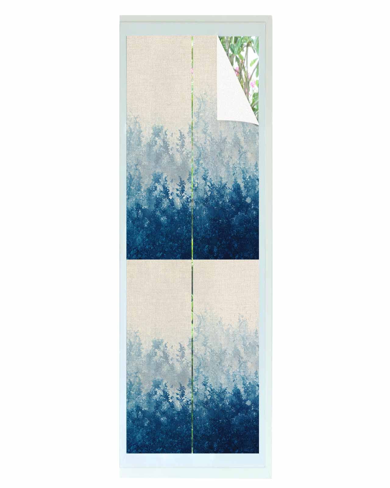 Window Privacy Film Blue Botanical Stained Glass Window Film Decorative ...