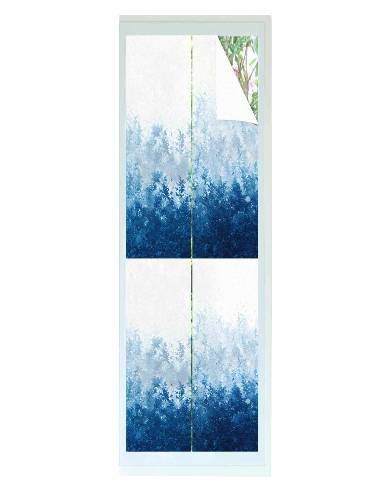 Window Privacy Film Blue Botanical Stained Glass Window Film Decorative ...
