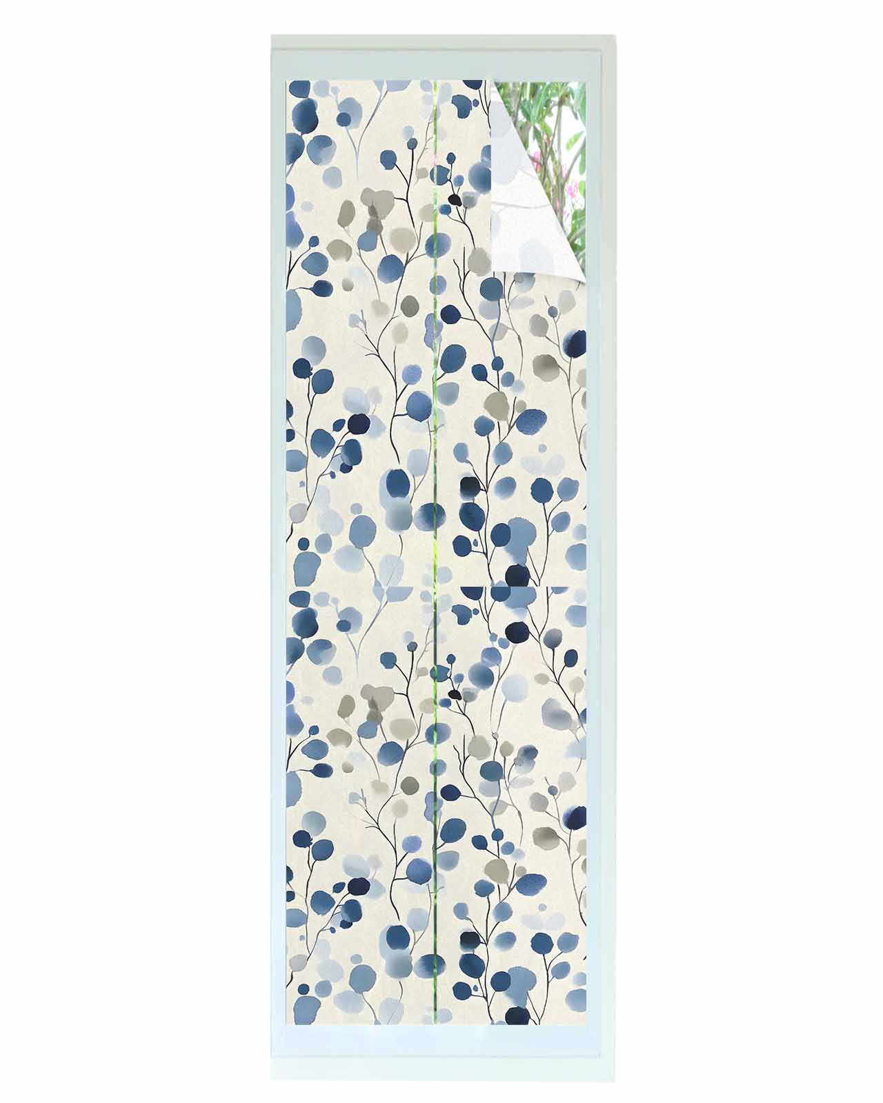 Window Privacy Film Blue Botanical Stained Glass Window Film Decorative ...