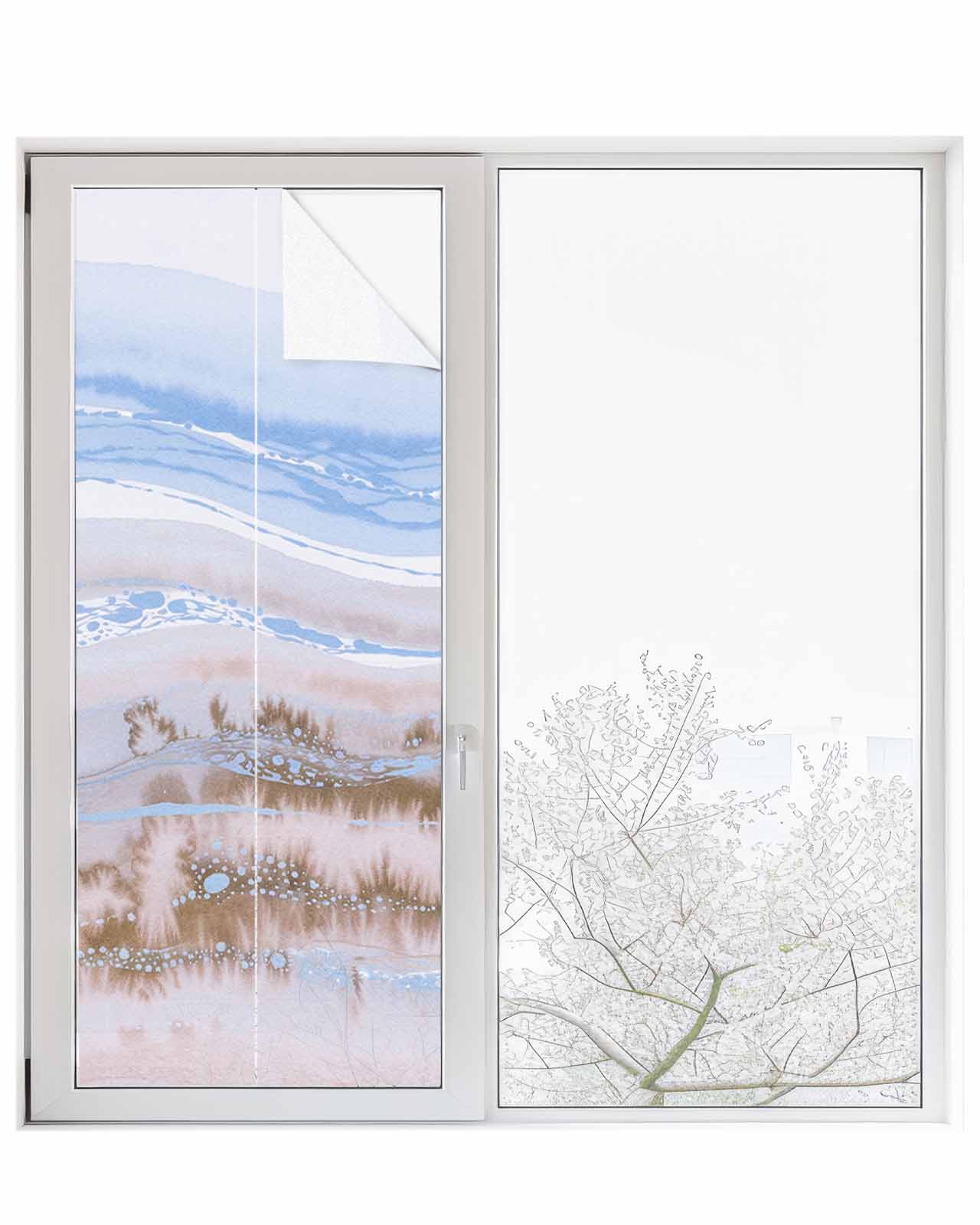 Window Privacy Film Blue Brown Ombre Stained Glass Window Film ...