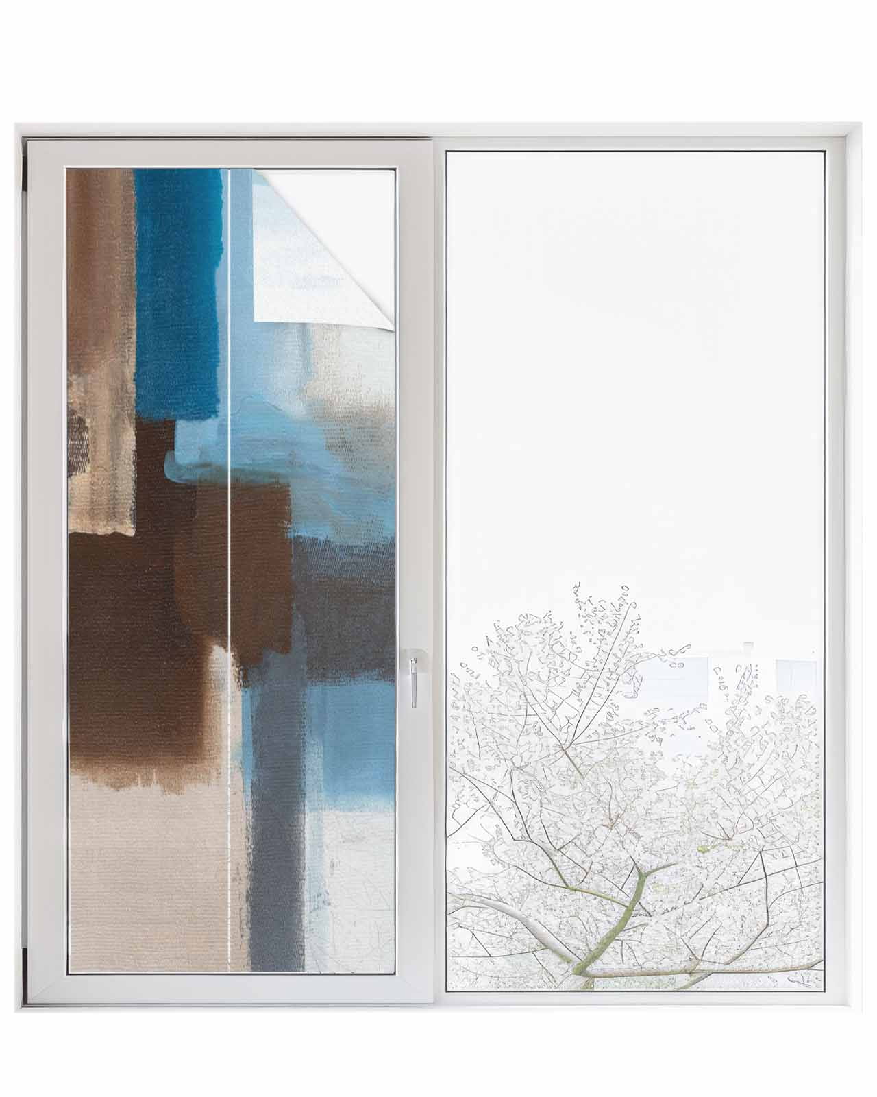 Window Privacy Film Blue Brown Stained Glass Window Film Decorative Sun ...