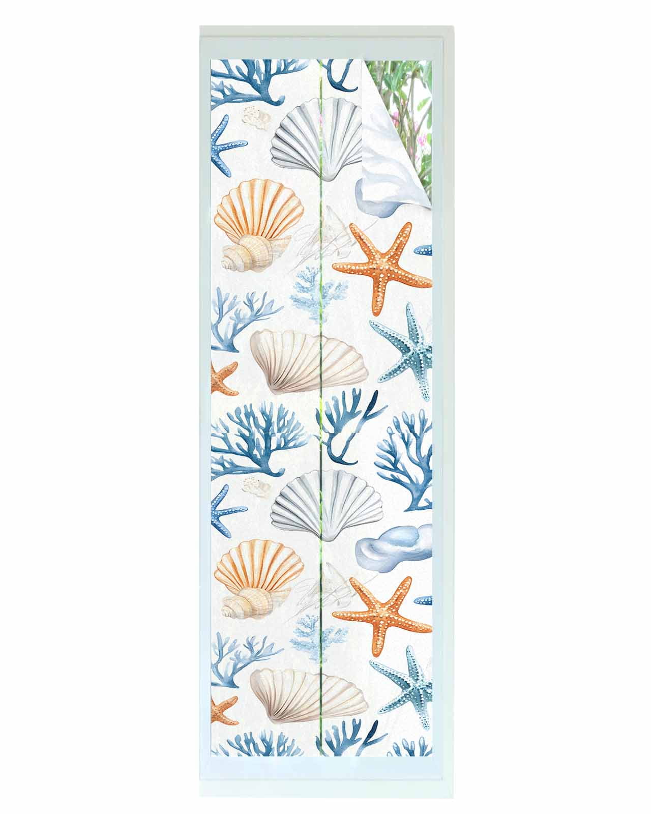 Window Privacy Film Blue Coastal Coral Stained Glass Window Film ...