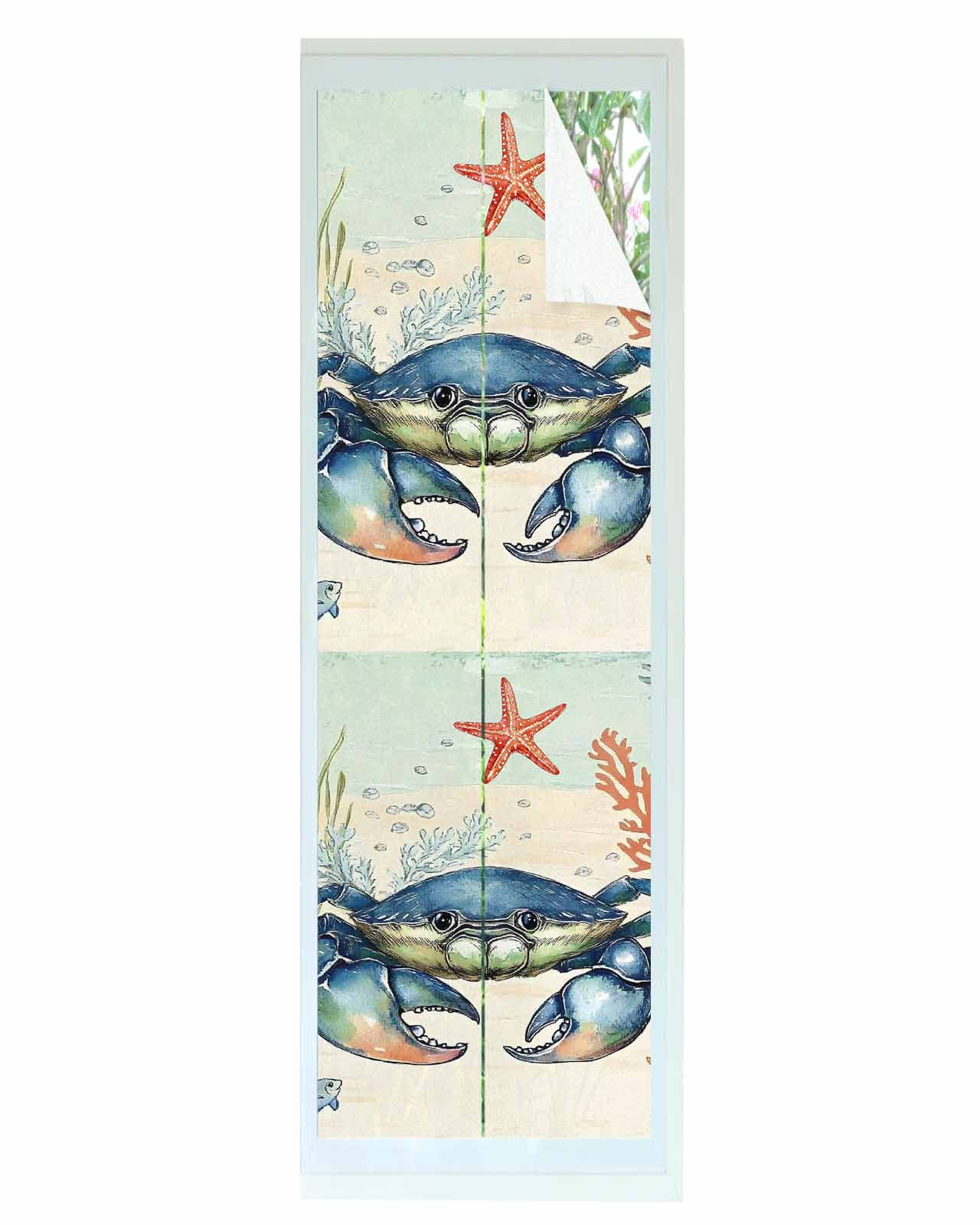 Window Privacy Film Blue Coastal Crab Stained Glass Window Film ...