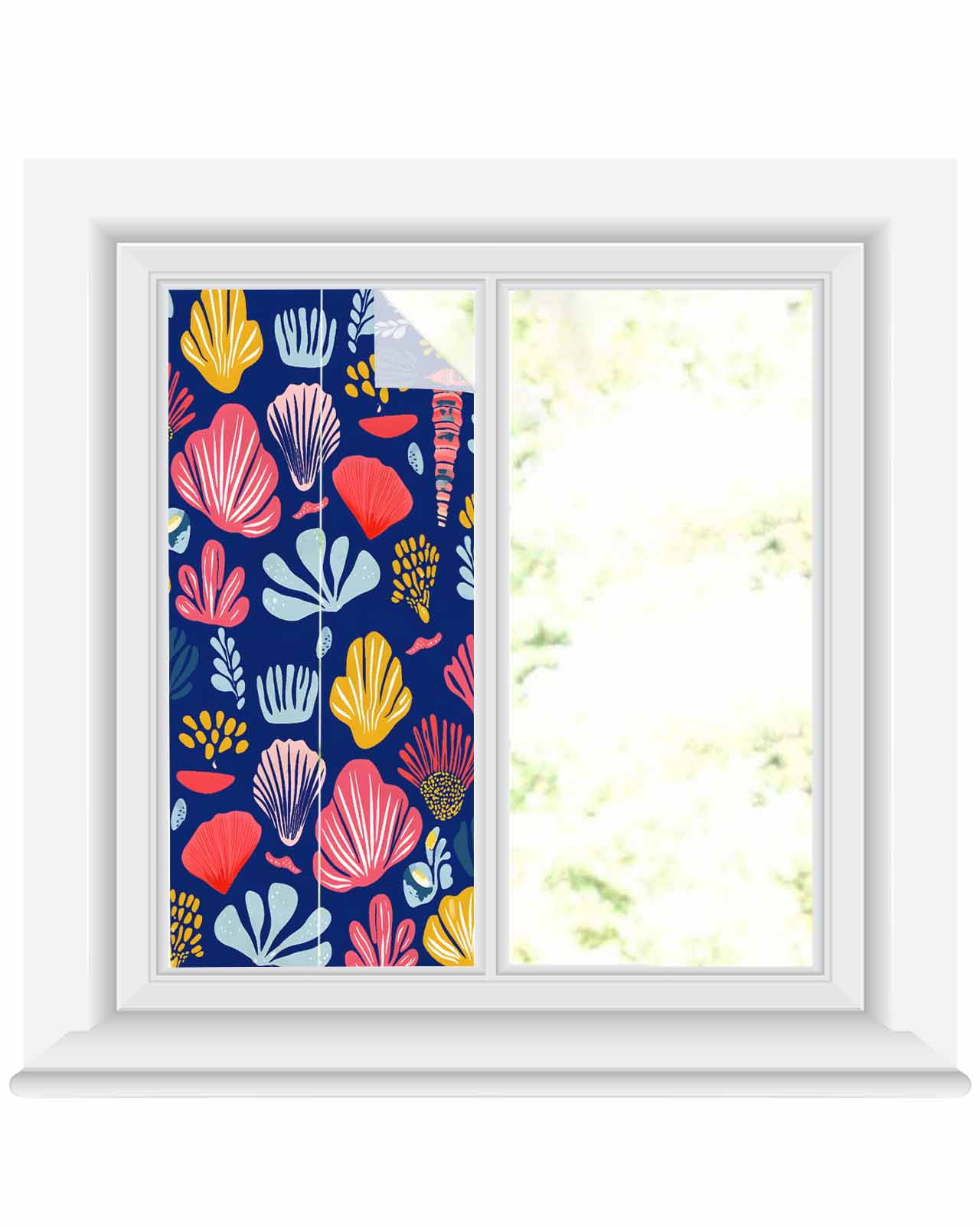 Window Privacy Film Blue Coastal Stained Glass Window Film Decorative ...