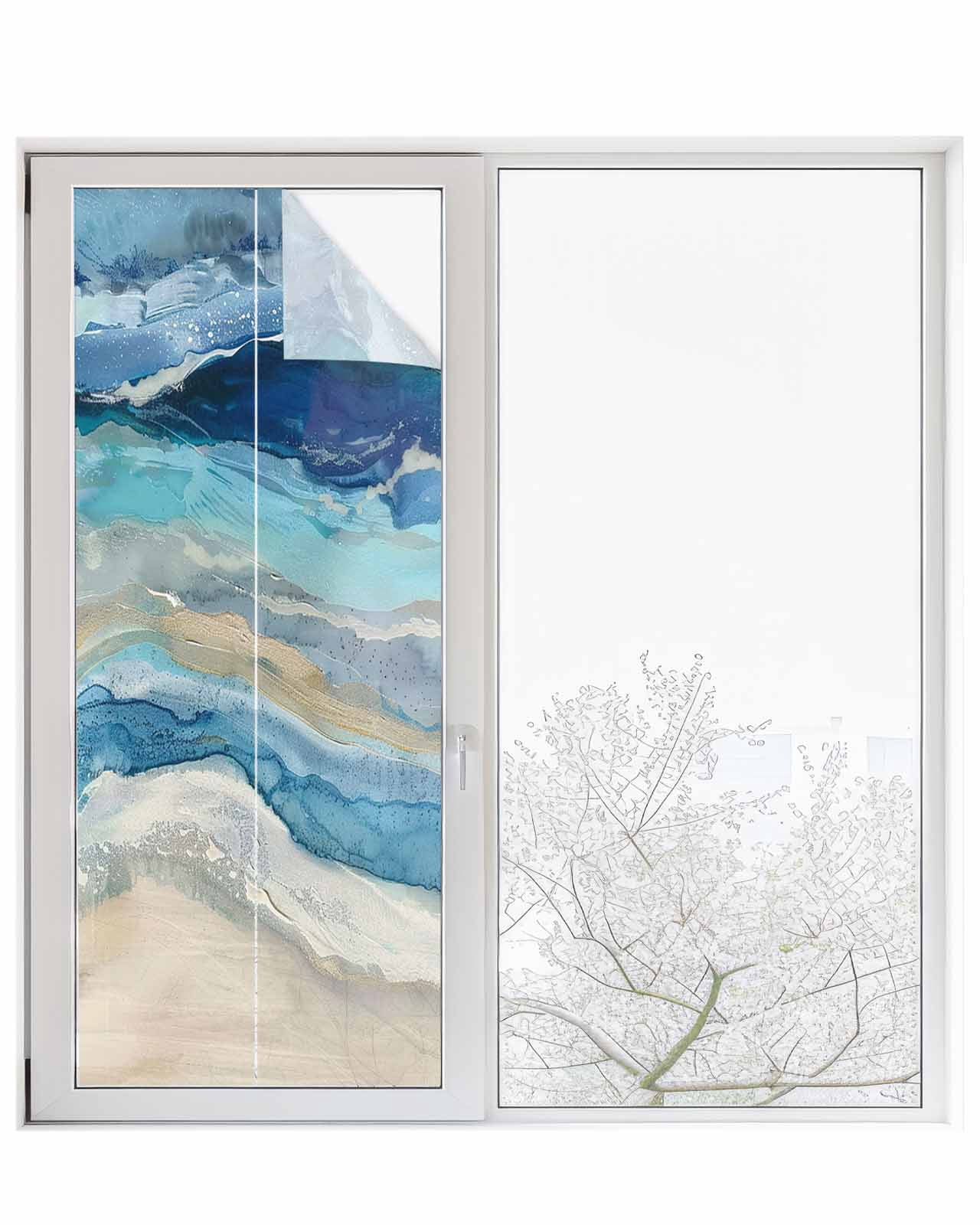 Window Privacy Film,Blue Coastal UV Sun Blocking Window Tint Film Heat ...