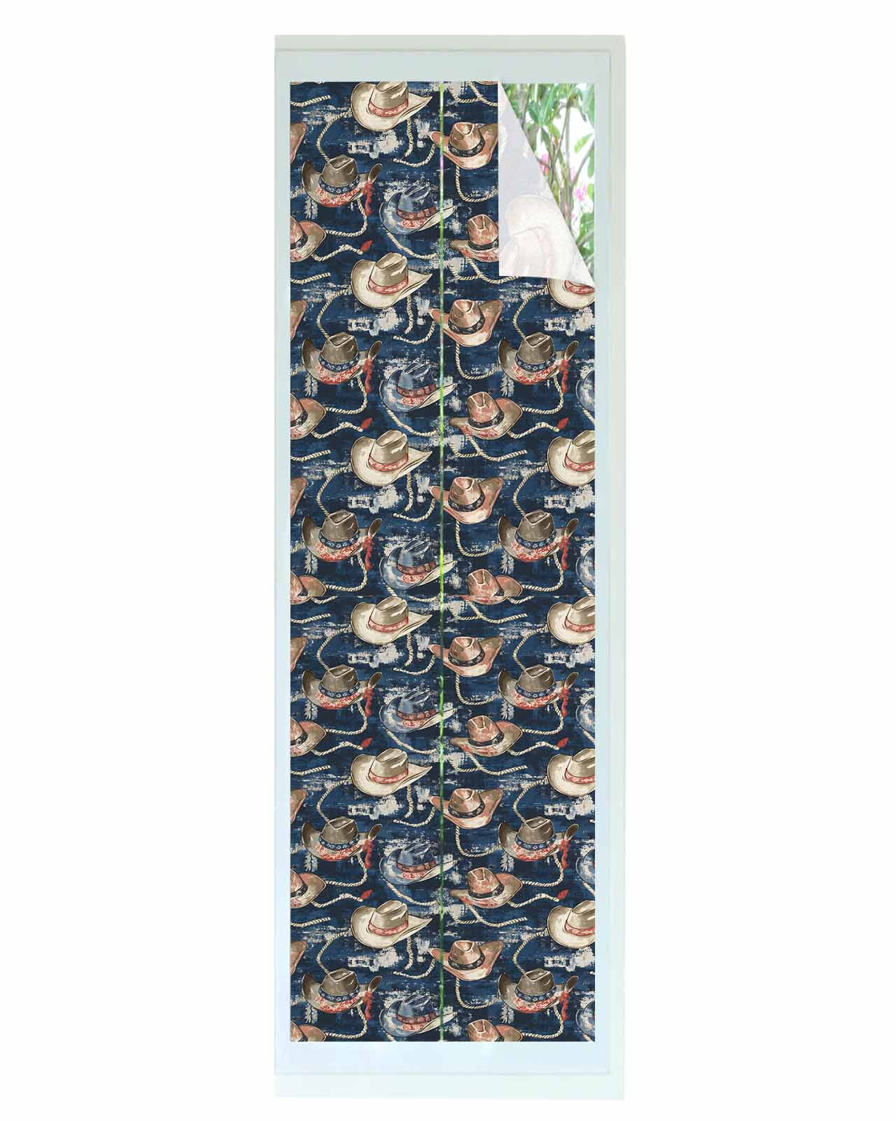 Window Privacy Film Blue Cowboy Stained Glass Window Film Decorative ...