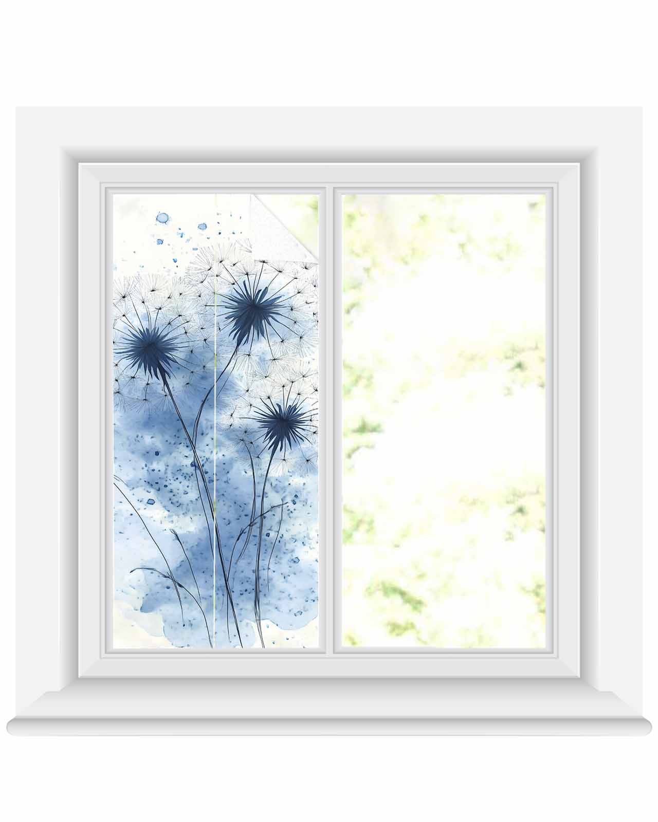Window Privacy Film Blue Dandelion Stained Glass Window Film Decorative ...