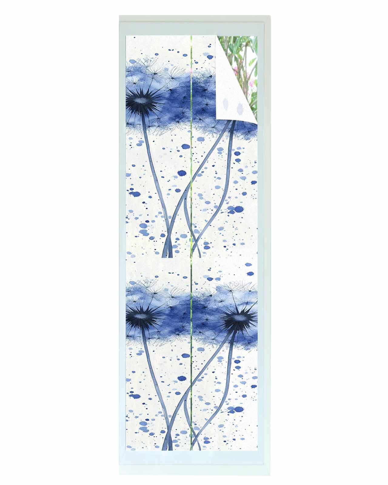 Window Privacy Film Blue Dandelion Stained Glass Window Film Decorative ...