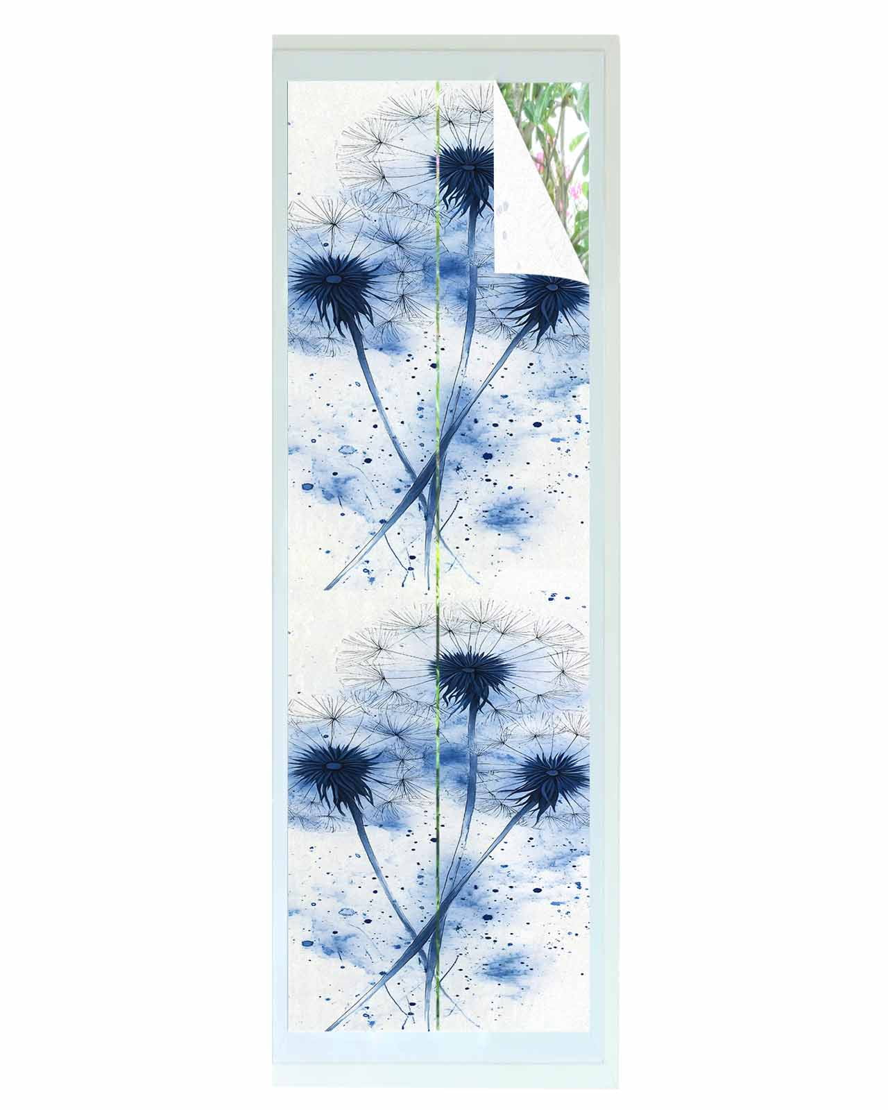 Window Privacy Film Blue Dandelion Stained Glass Window Film Decorative ...