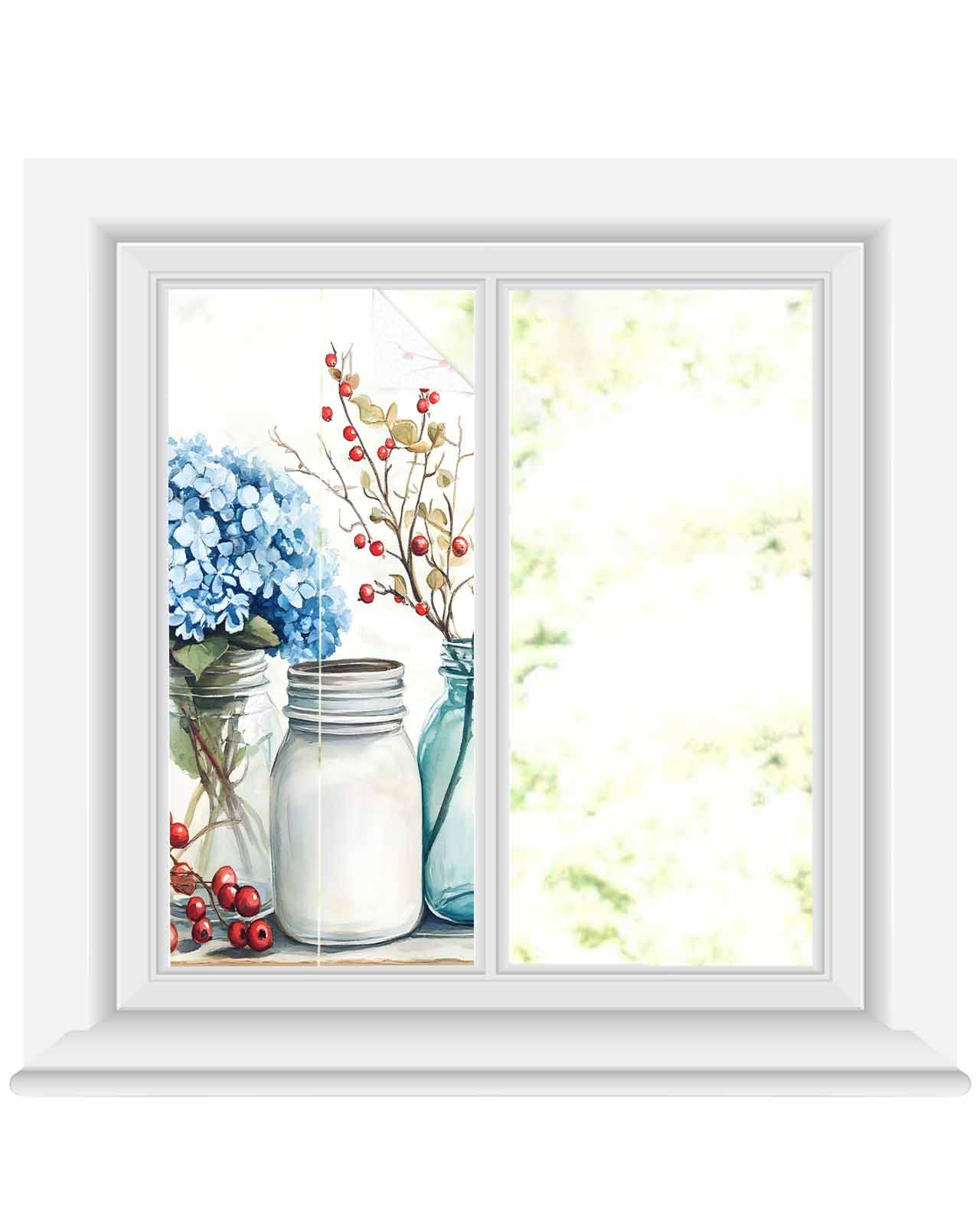Window Privacy Film Blue Flower Stained Glass Window Film Decorative ...