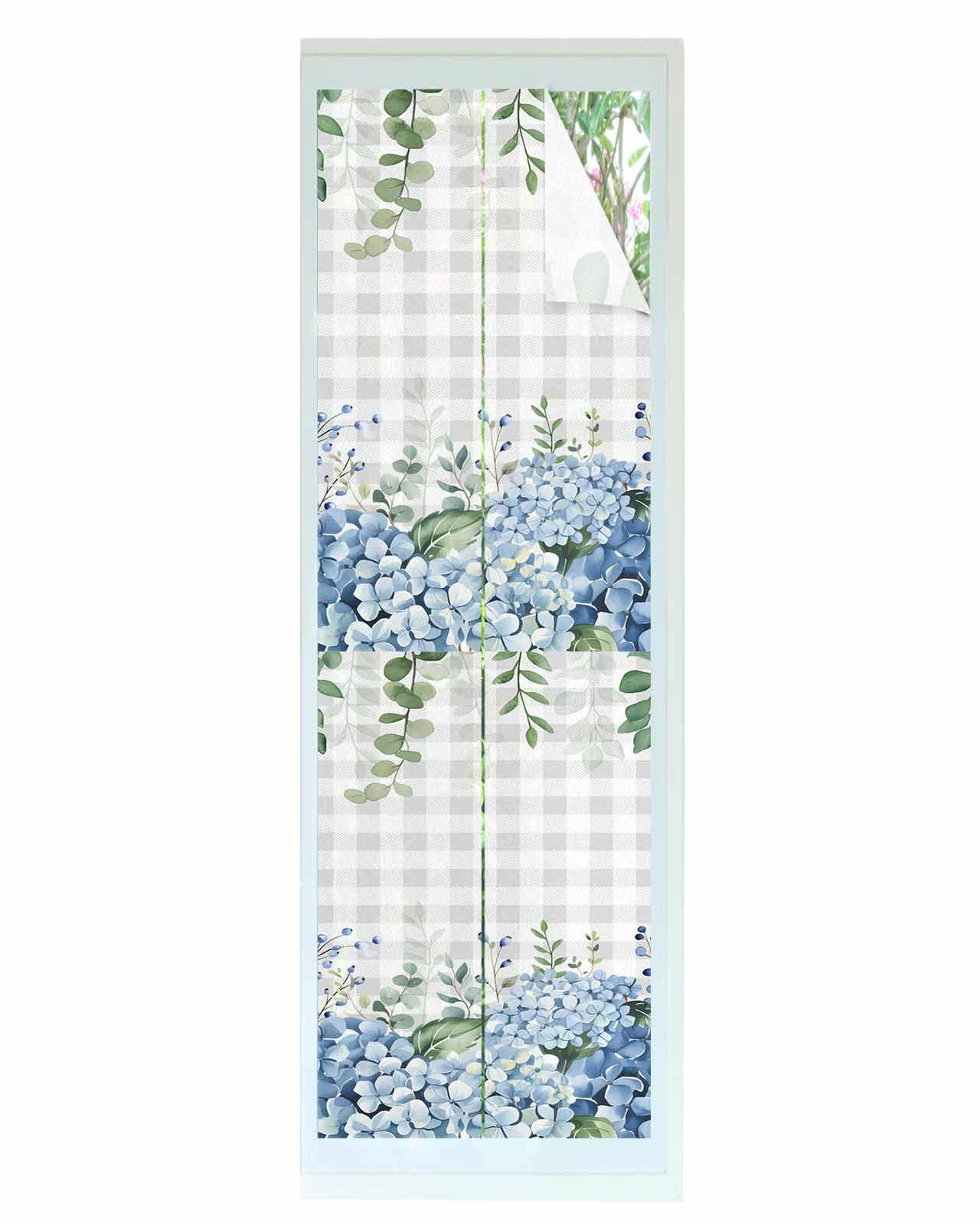 Window Privacy Film Blue Flower Stained Glass Window Film Decorative ...