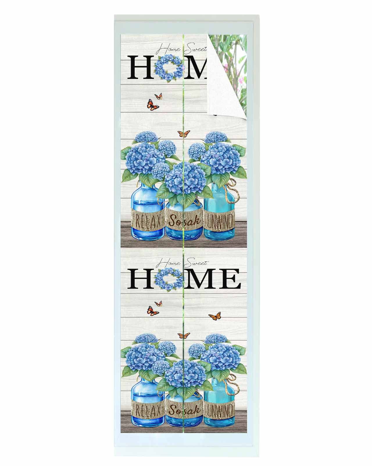 Window Privacy Film Blue Flower Stained Glass Window Film Decorative ...