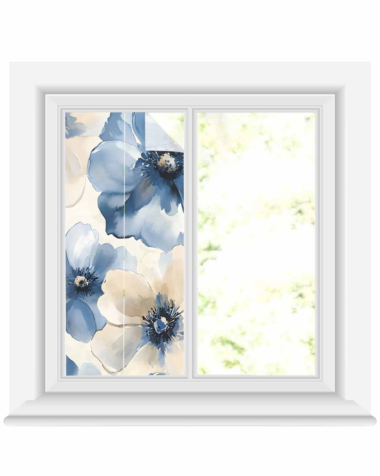 Window Privacy Film Blue Flower Stained Glass Window Film Decorative ...