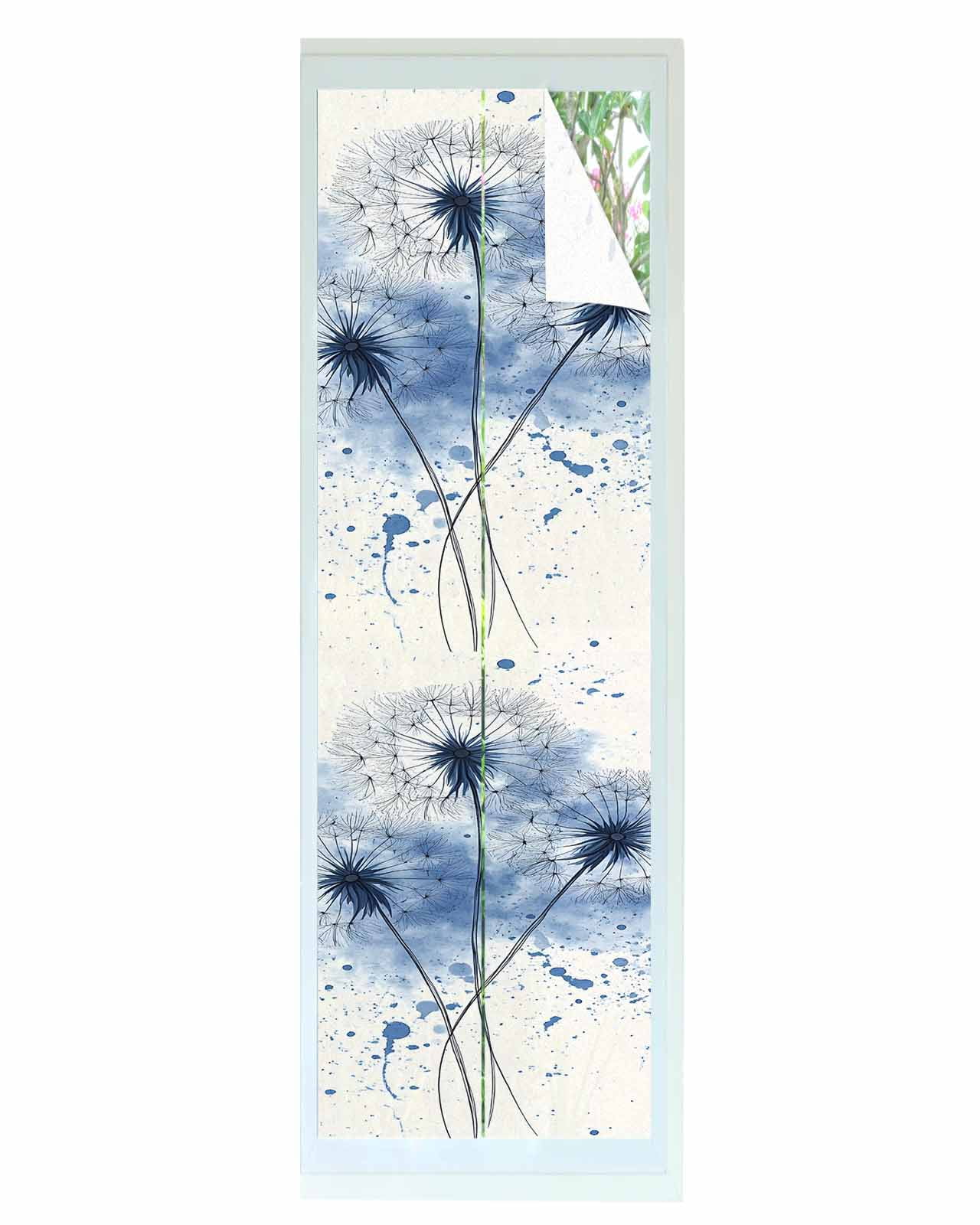 Window Privacy Film Blue Flowers Stained Glass Window Film Decorative ...