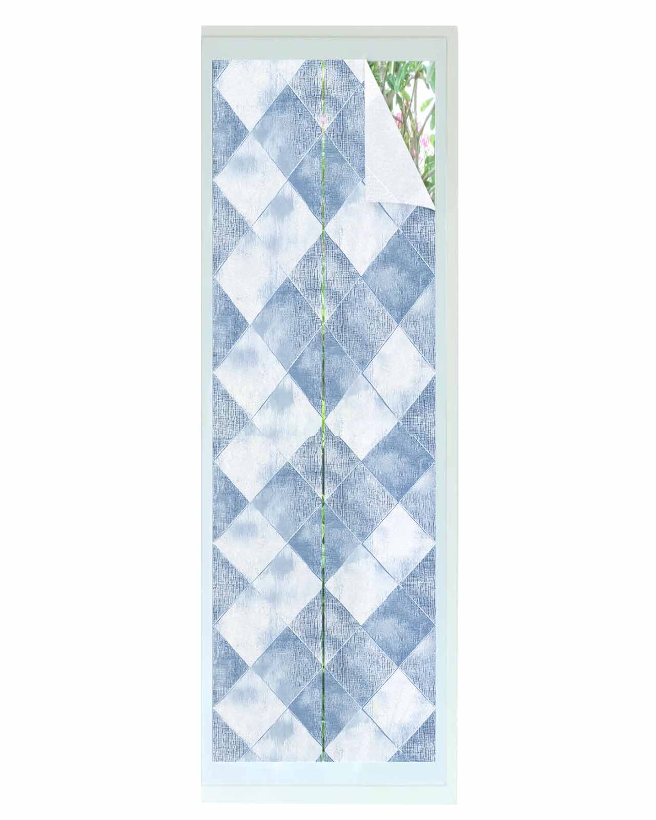 Window Privacy Film Blue Geometric Stained Glass Window Film Decorative ...