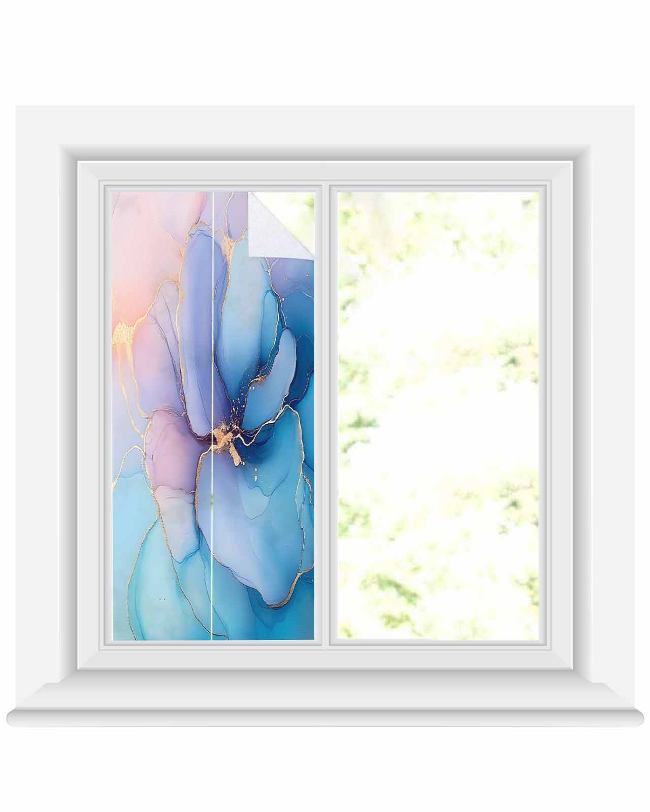 Window Privacy Film Blue Gold Stained Glass Window Film Decorative Sun ...