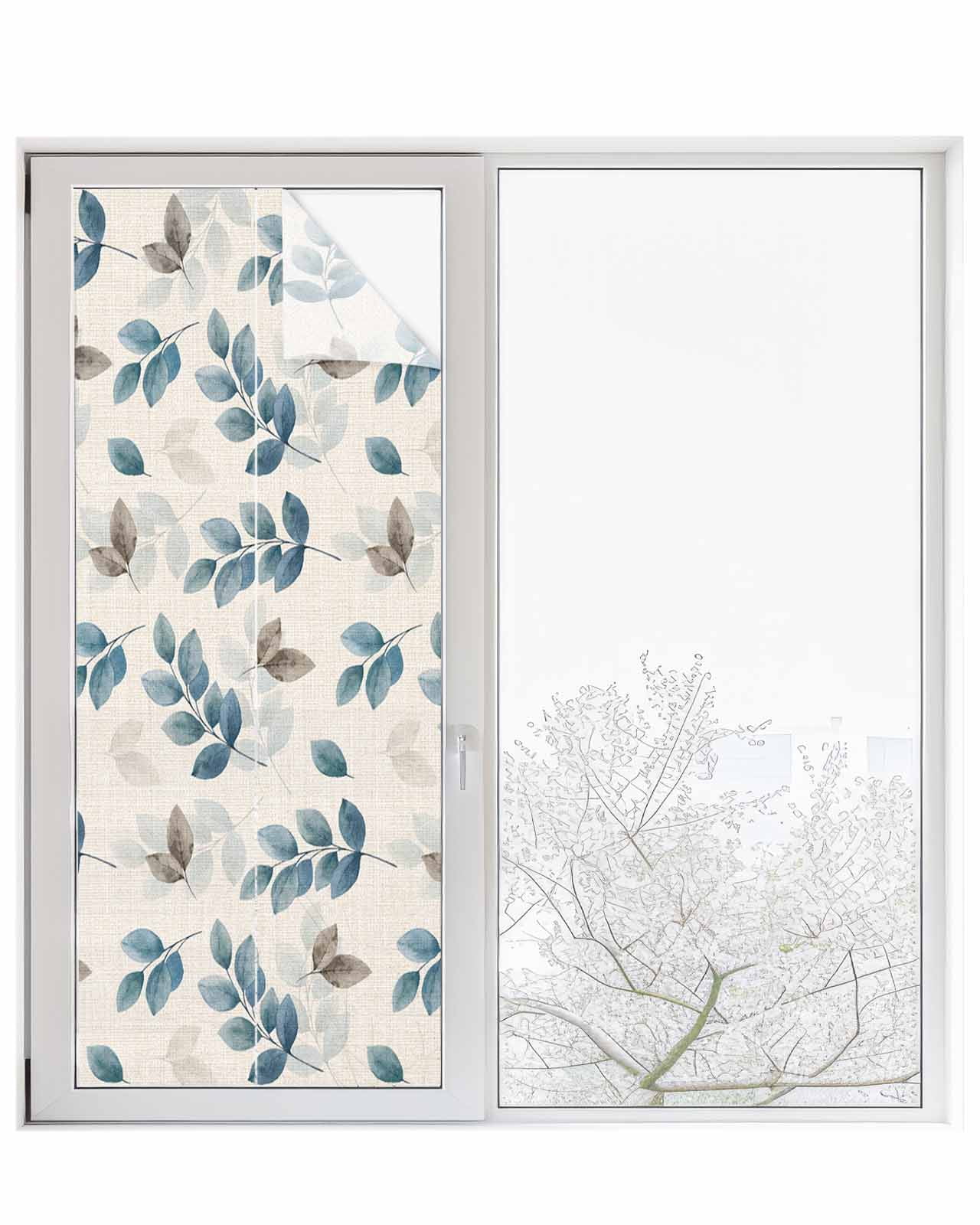 Window Privacy Film, Blue Grey Eucalyptus UV Sun Blocking Window Tint ...