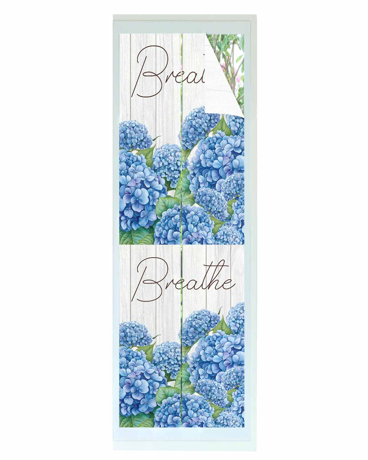 Window Privacy Film Blue Hydrangeas Floral Stained Glass Window Film ...