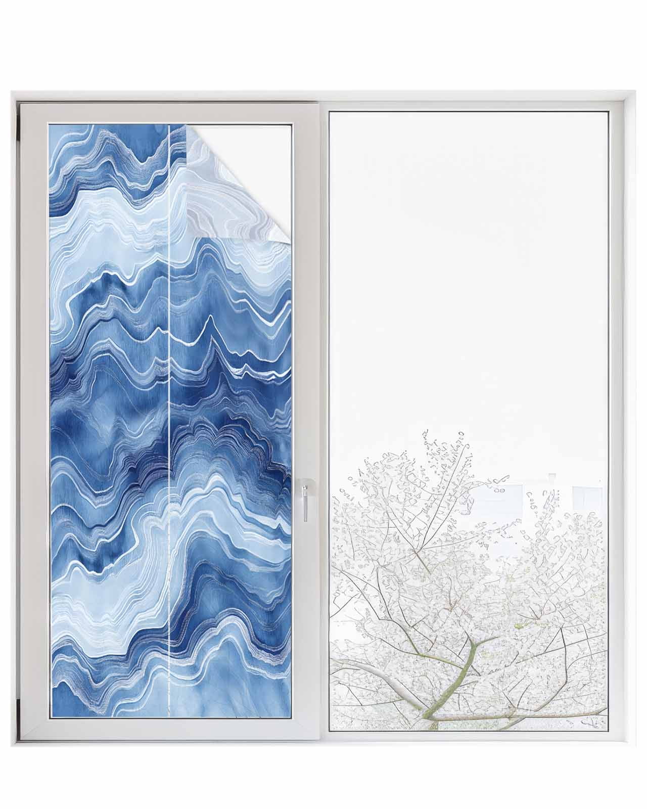 Window Privacy Film Blue Marble Stained Glass Window Film Decorative ...