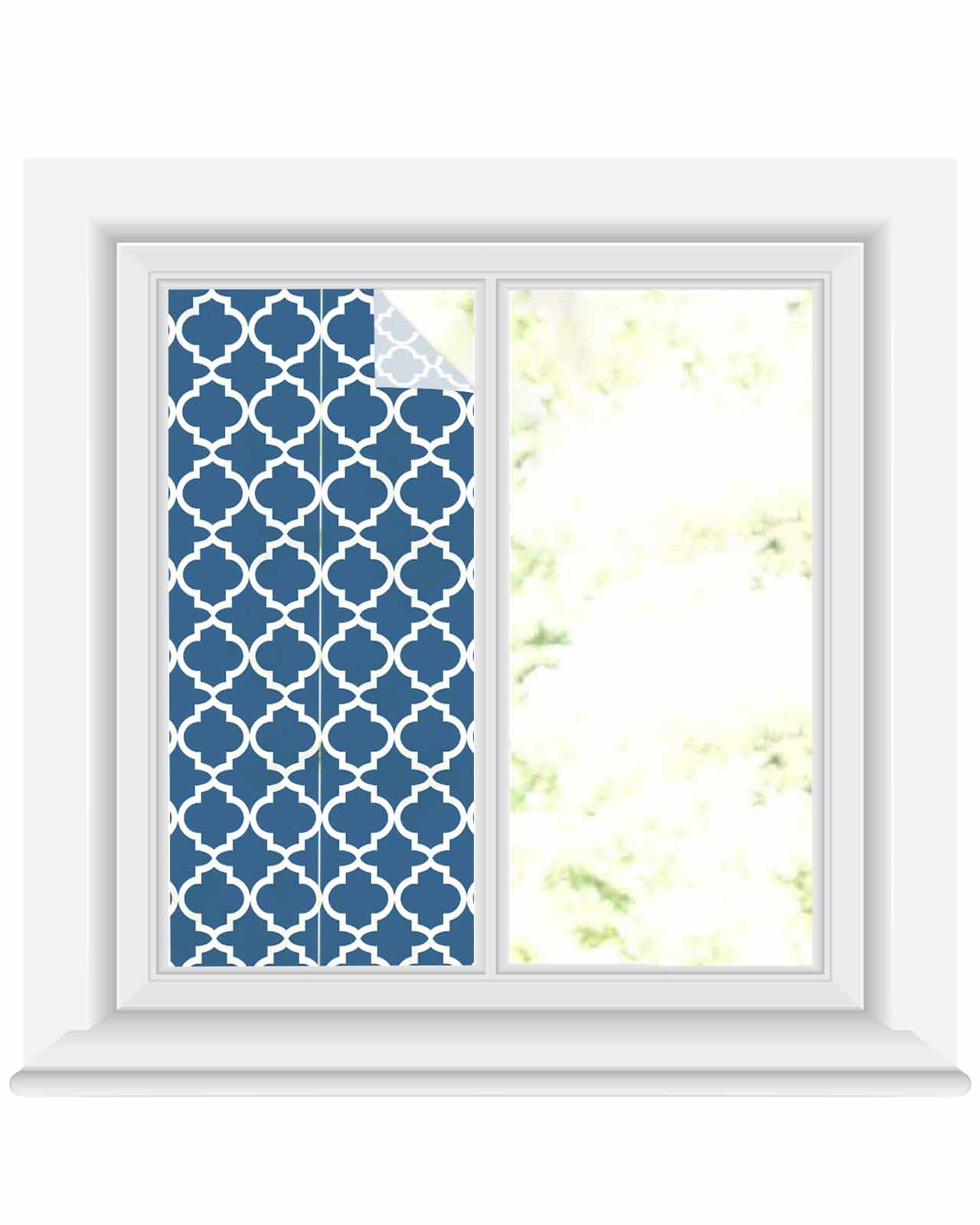 Window Privacy Film Blue Moroccon Stained Glass Window Film Decorative ...