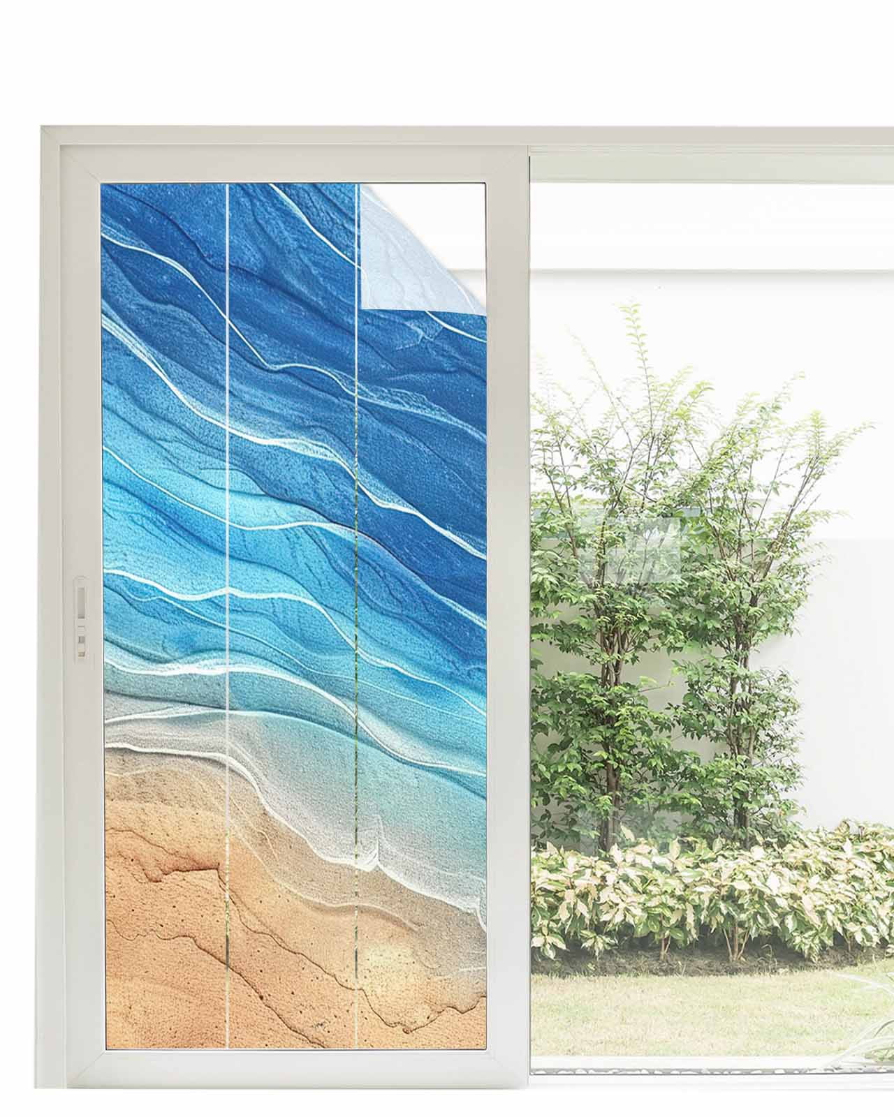 Window Privacy Film, Blue Ocean Ombre UV Sun Blocking Window Tint Film ...