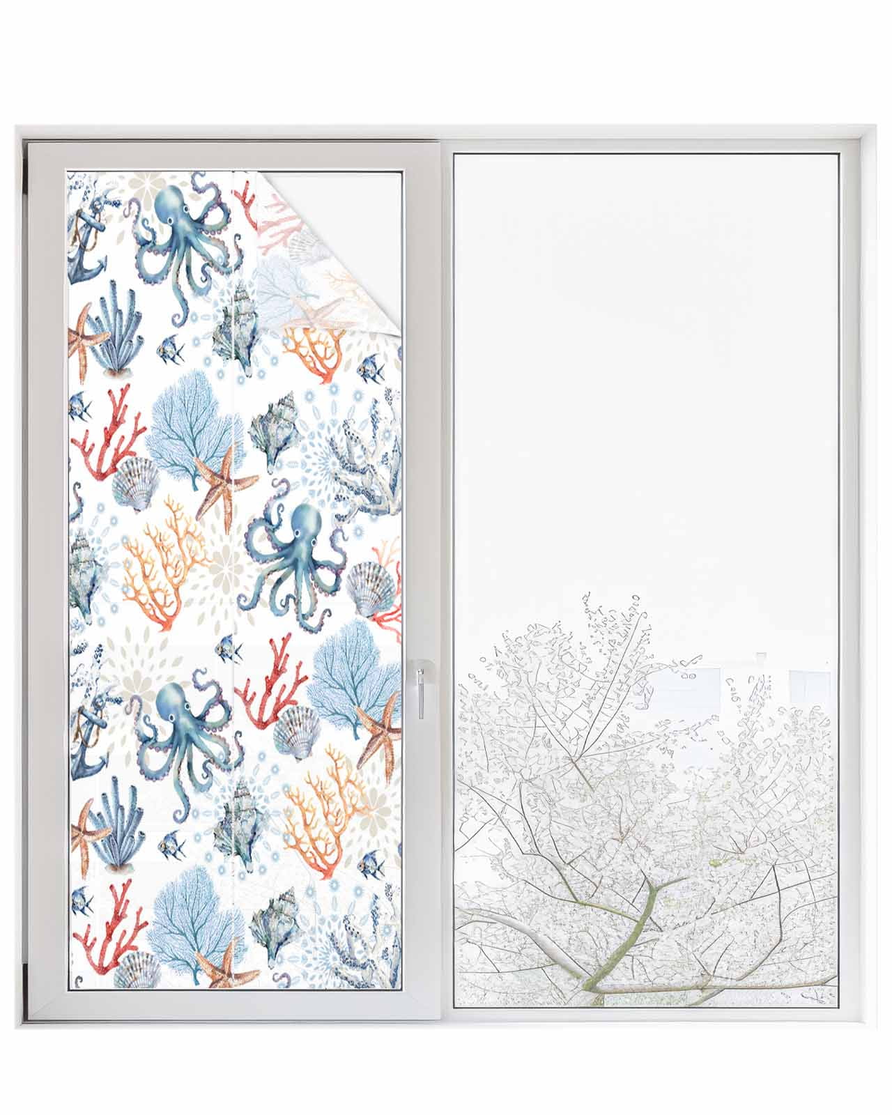 Window Privacy Film, Blue Octopus UV Sun Blocking Window Tint Film Heat ...