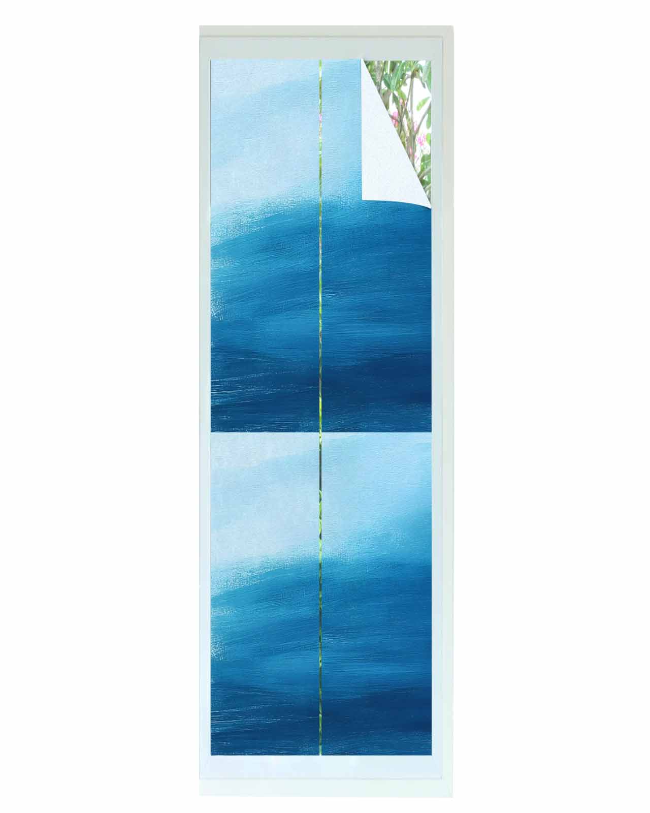 Window Privacy Film Blue Oil Painting Coastal Stained Glass Window Film ...