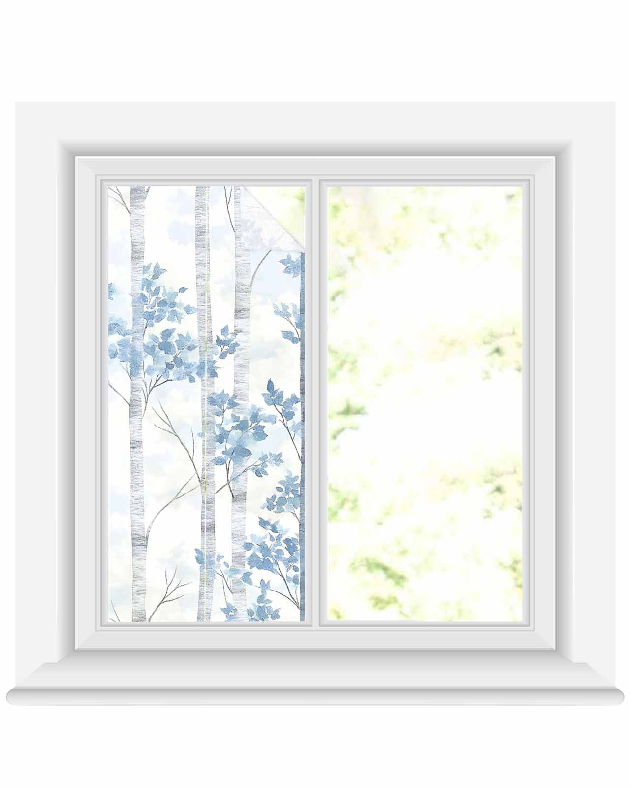 Window Privacy Film Blue Ombre Leaves Stained Glass Window Film ...