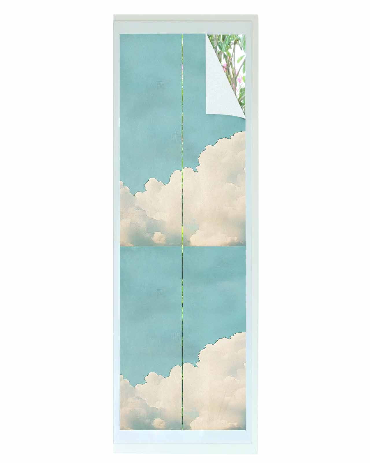 Window Privacy Film Blue Ombre Sky Stained Glass Window Film Decorative ...