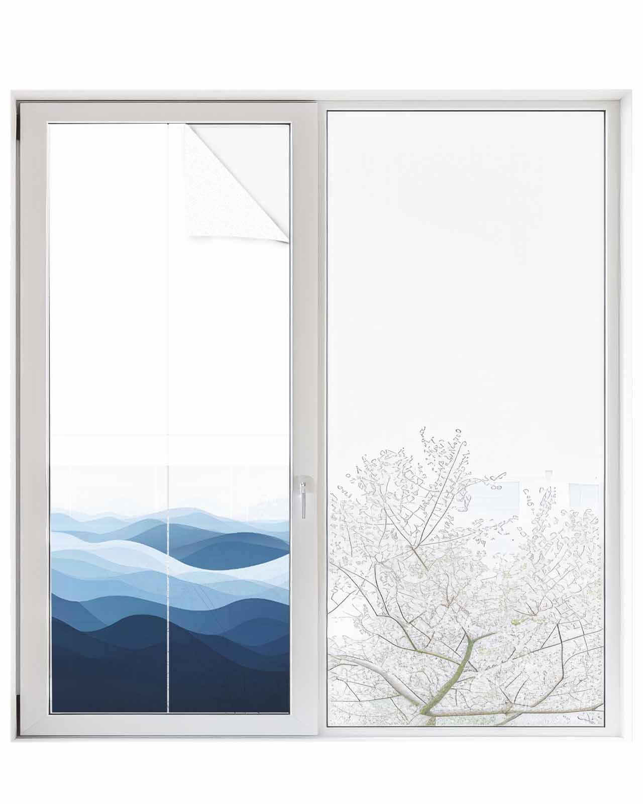 Window Privacy Film Blue Ombre Stained Glass Window Film Decorative Sun ...