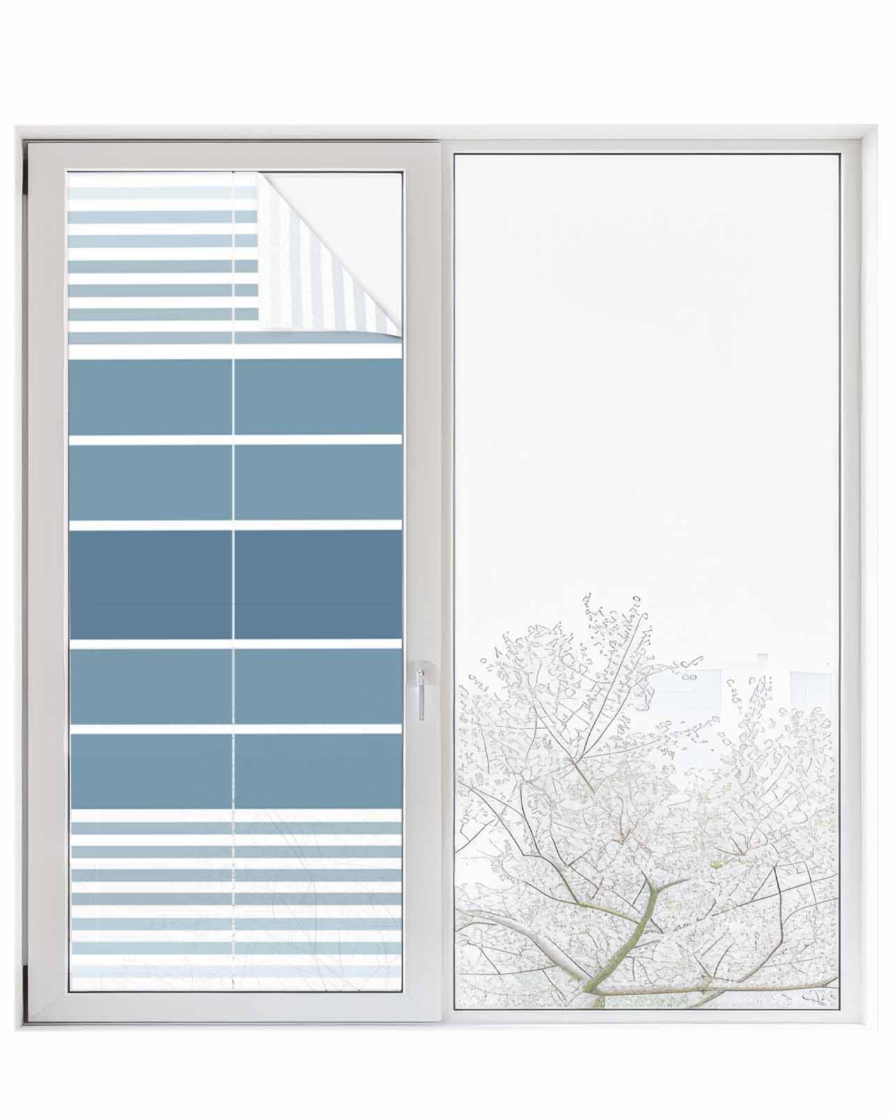 Window Privacy Film Blue Ombre Stripe Stained Glass Window Film ...