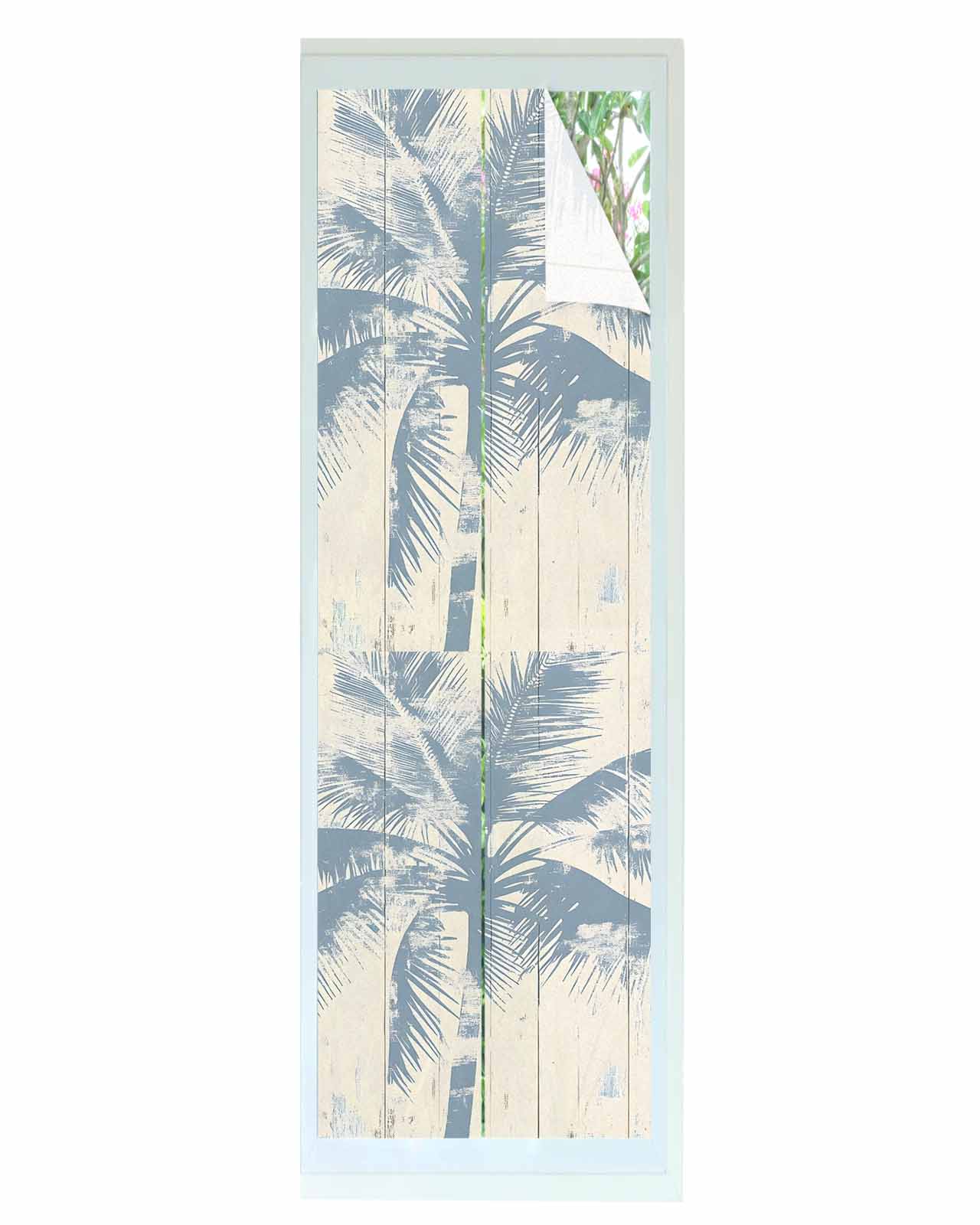 Window Privacy Film Blue Palm Tree Stained Glass Window Film Decorative ...